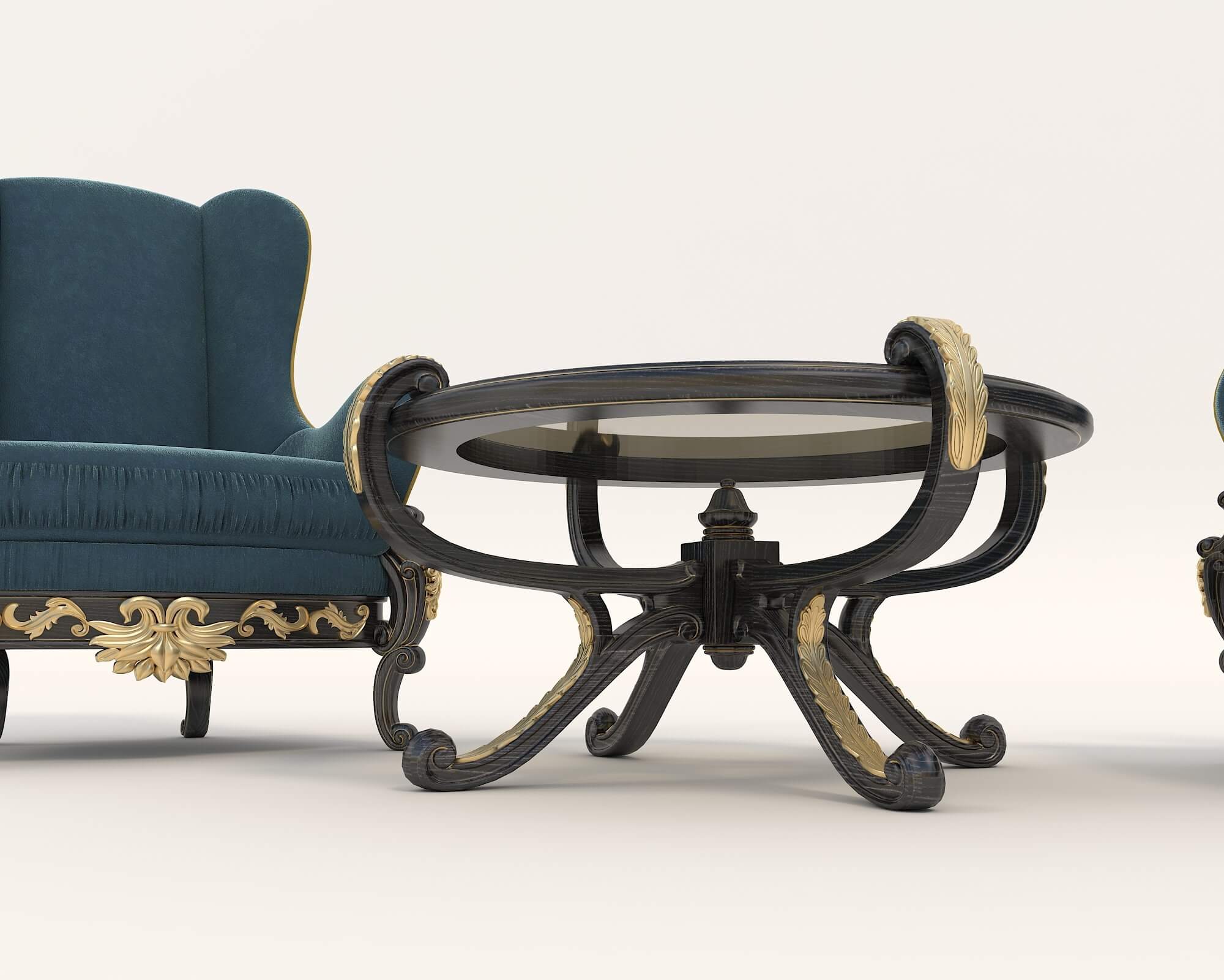 European Styte Armchair and Table Set - 3D Model by nhattuankts
