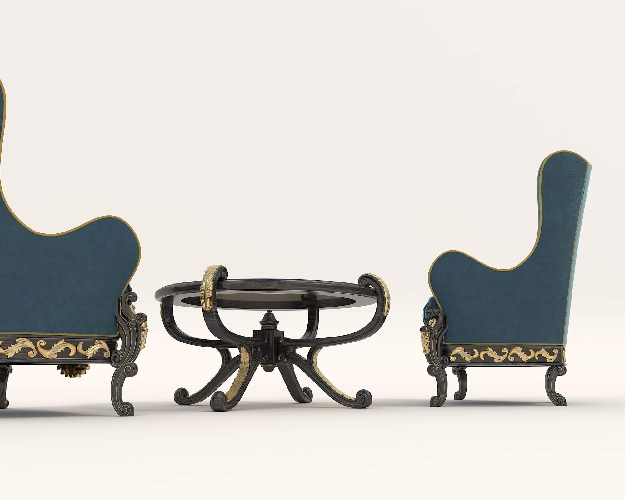 European Styte Armchair and Table Set - 3D Model by nhattuankts