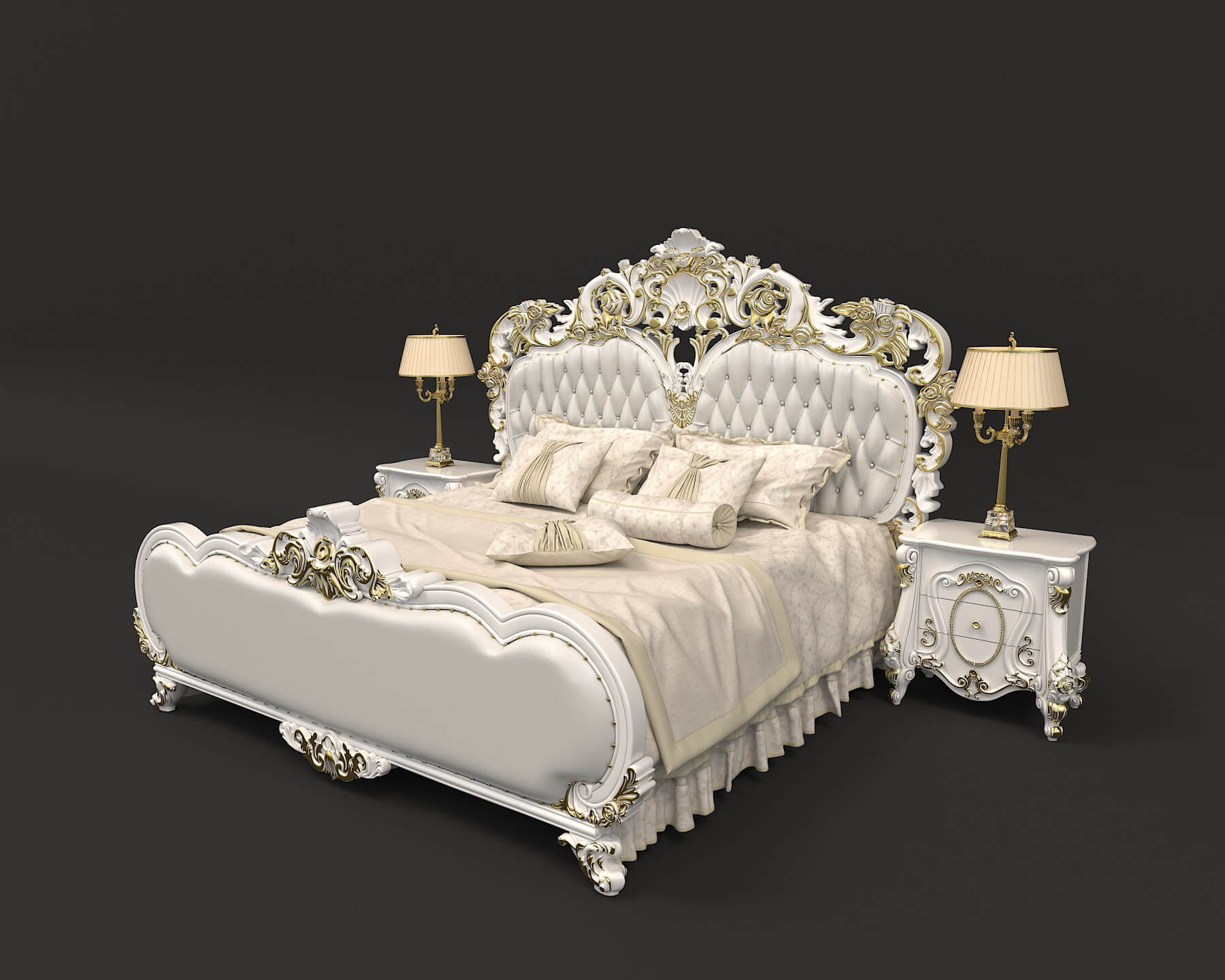 Classic Style Bed Set 3D Render | RenderHub Gallery