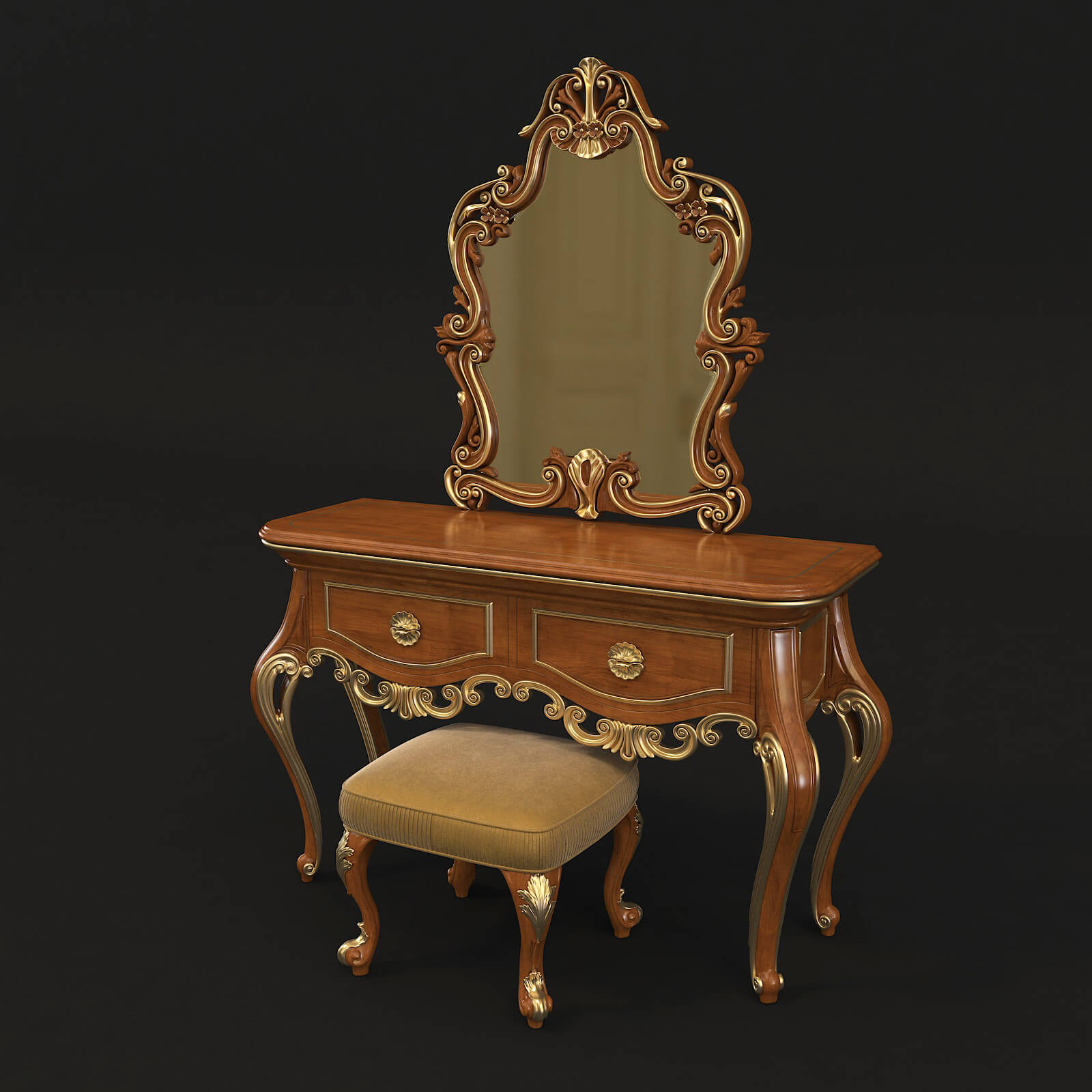 European Style Dressing Table 3D Render by nhattuankts