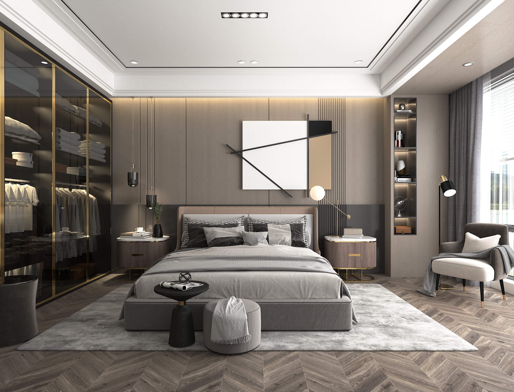 Modern Bedroom Interior Scene 3D Render by nhattuankts