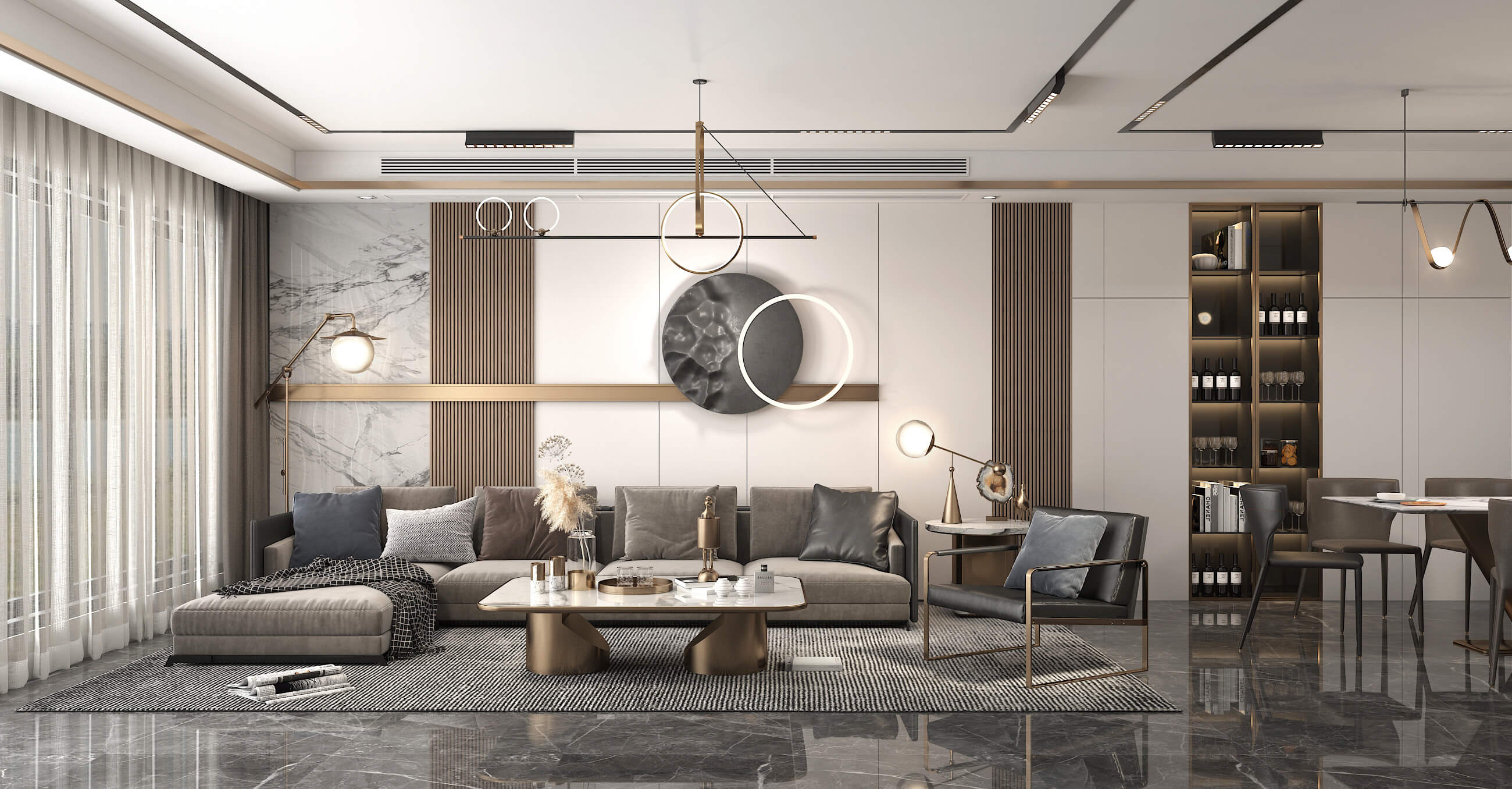 Living Room and Dining Room Scene - 3D Model by nhattuankts