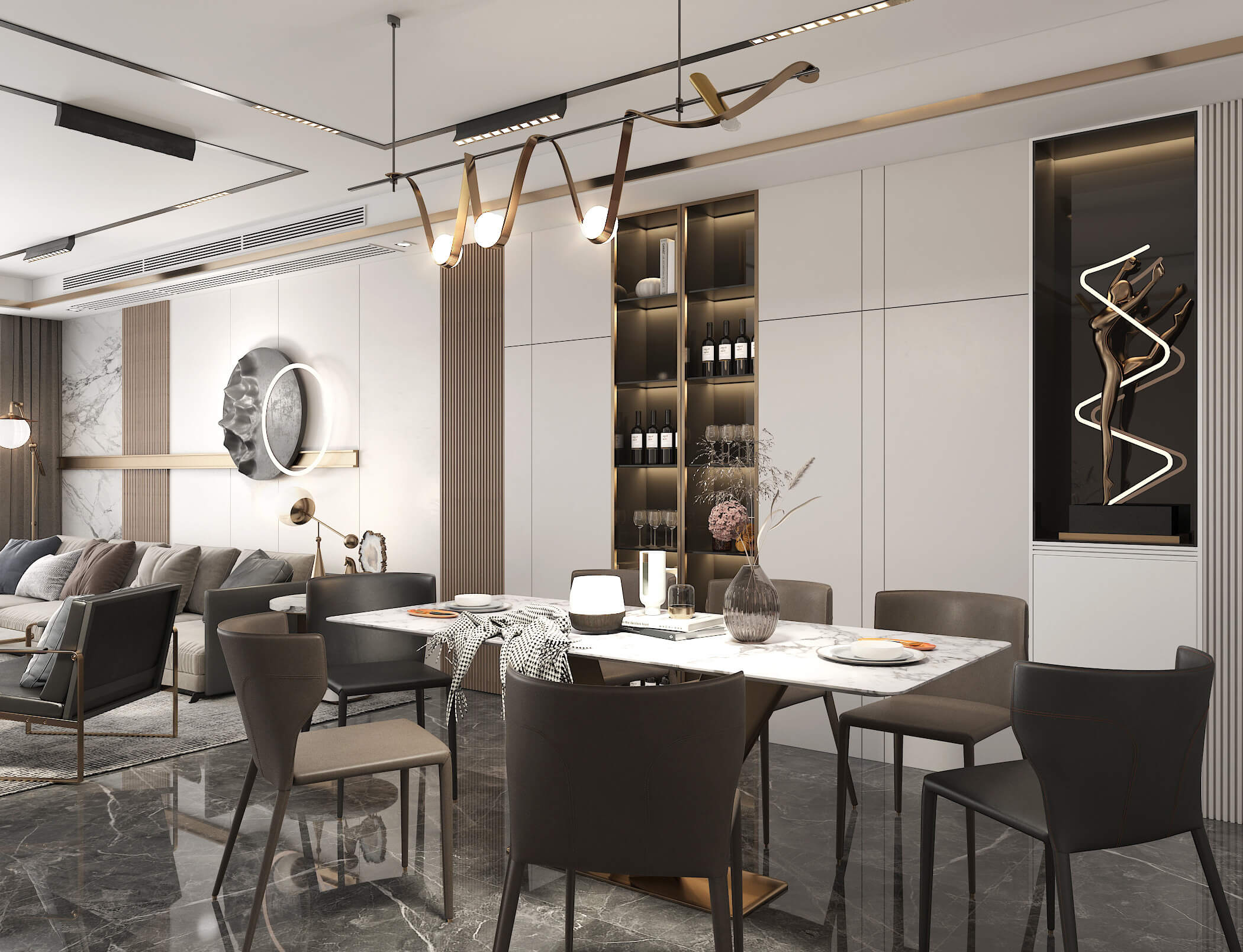 Living Room and Dining Room Scene - 3D Model by nhattuankts