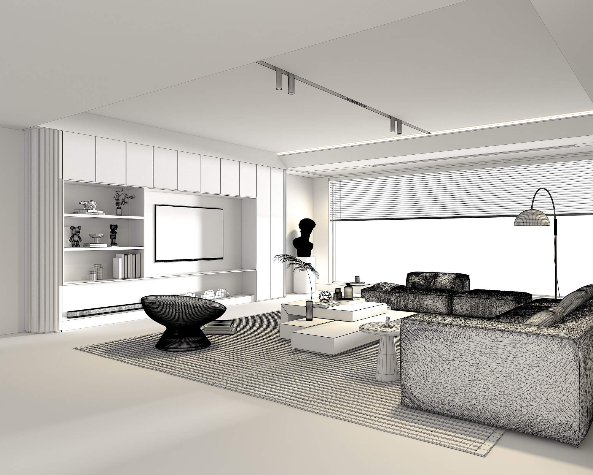 Living Room and Kitchen Scene 2 - 3D Model by nhattuankts