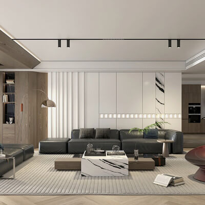 Living Room and Kitchen Scene 2 - 3D Model by nhattuankts