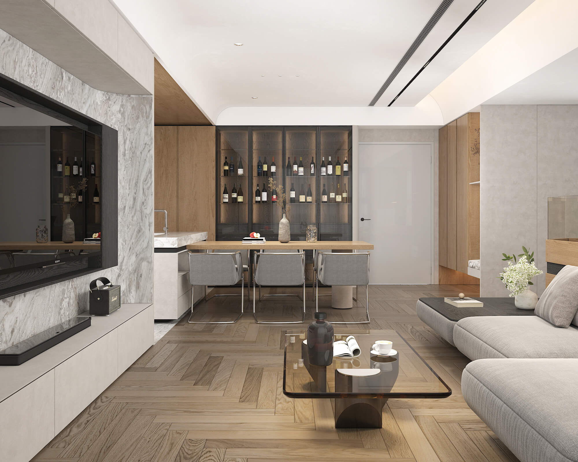 Living Room and Kitchen Scene 3 - 3D Model by nhattuankts