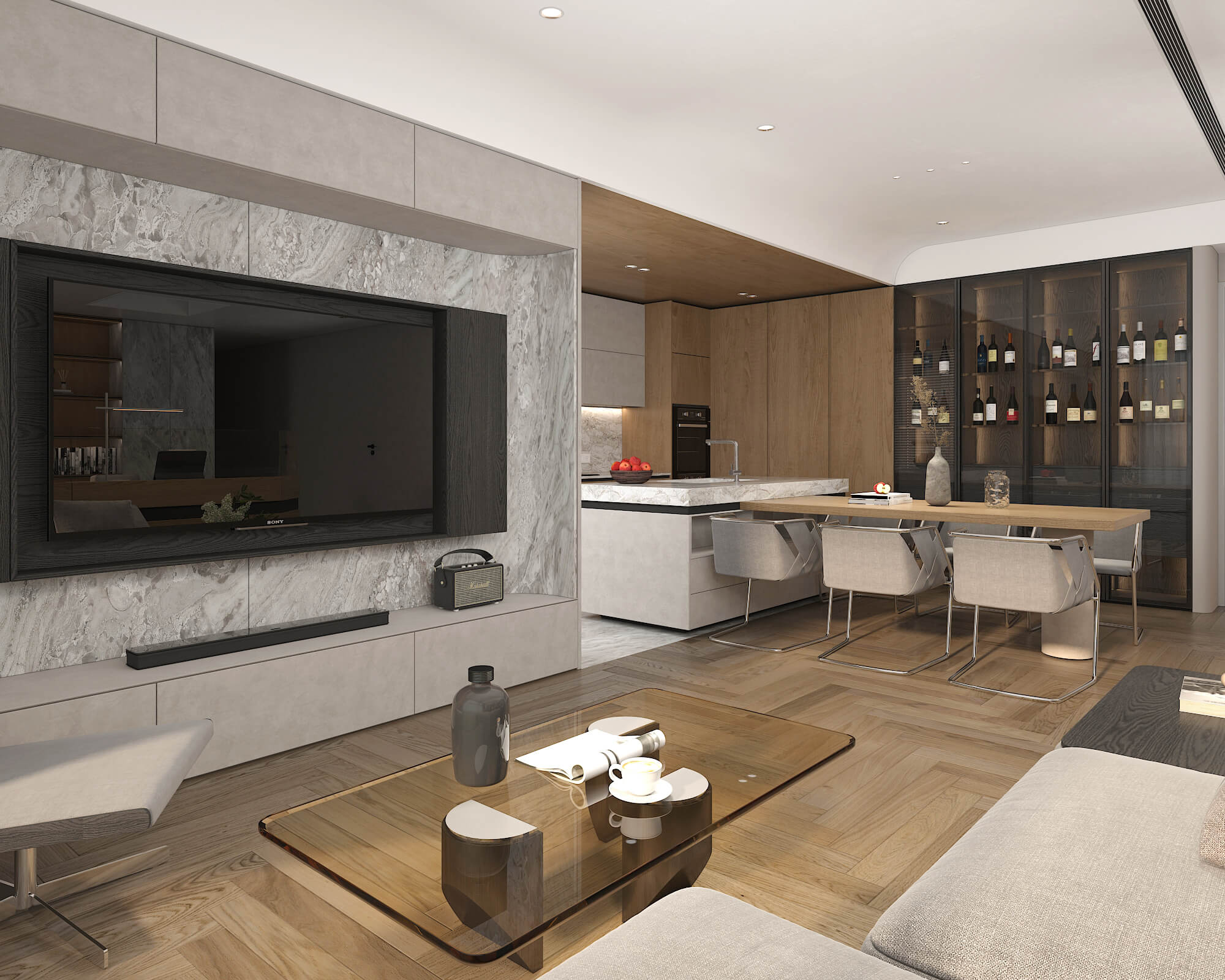 Living Room and Kitchen Scene 3 - 3D Model by nhattuankts