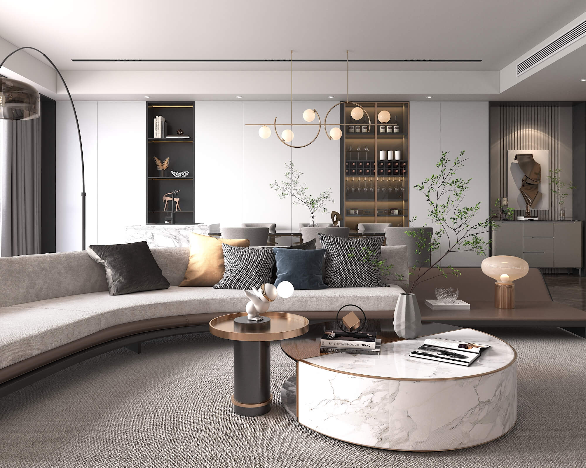 Living Room and Kitchen Scene 4 - 3D Model by nhattuankts