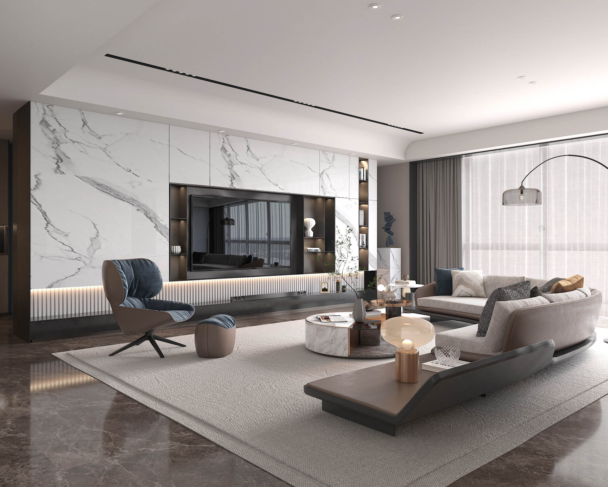 Living Room and Kitchen Scene 4 - 3D Model by nhattuankts