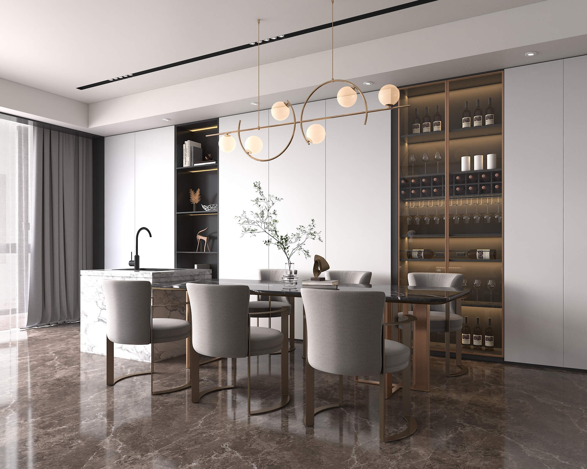 Living Room and Kitchen Scene 4 - 3D Model by nhattuankts