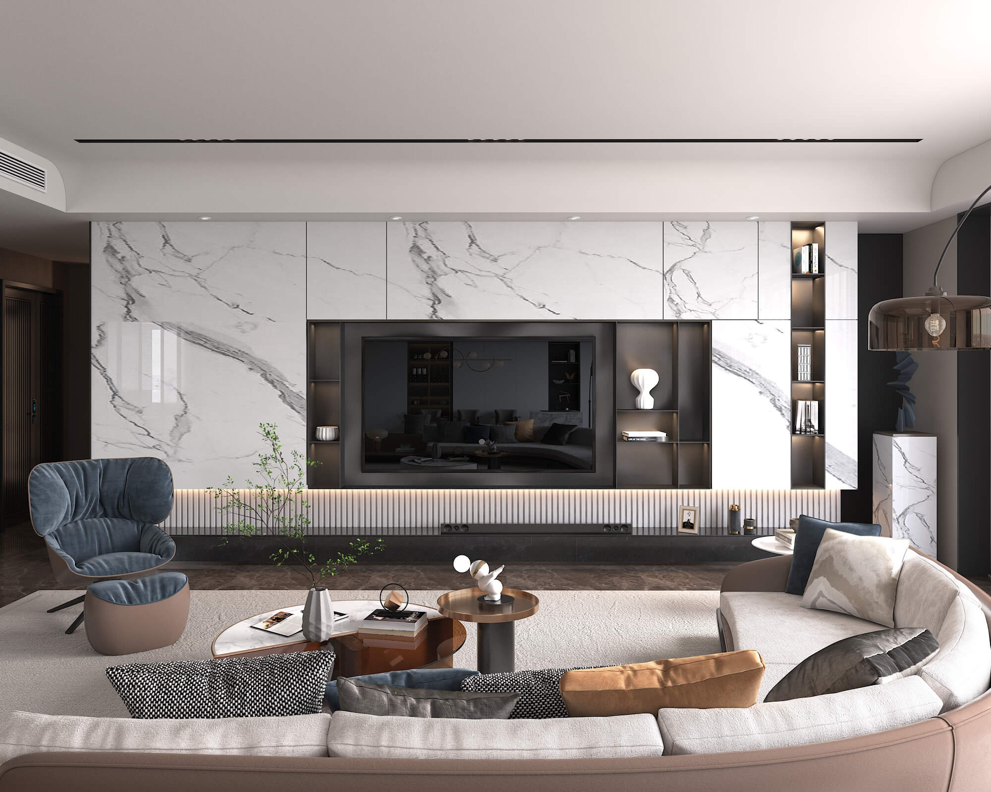 Living Room and Kitchen Scene 4 - 3D Model by nhattuankts