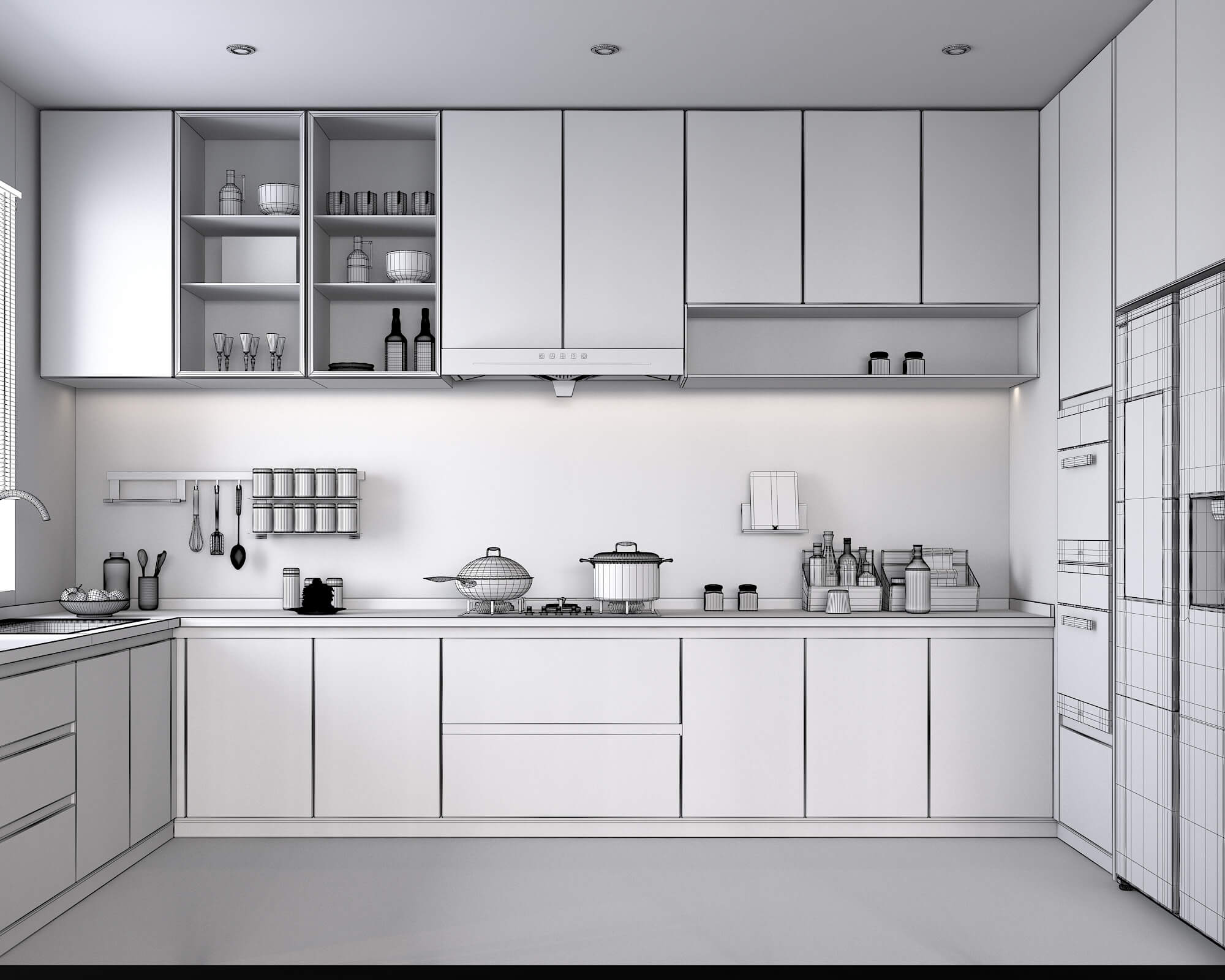 Living Room and Kitchen Scene 4 - 3D Model by nhattuankts