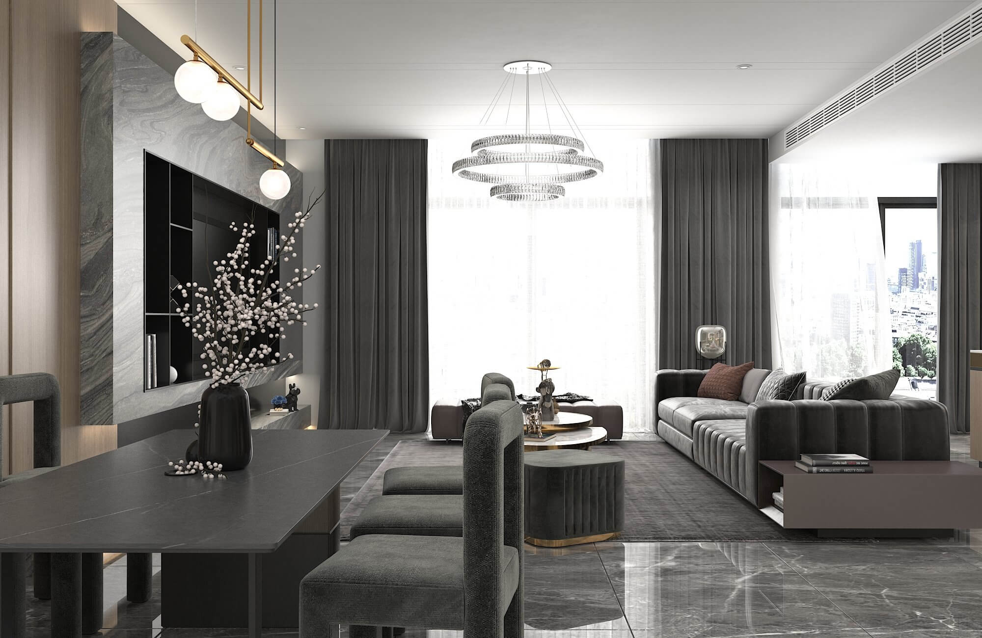 Living Room and Kitchen Scene - 3D Model by nhattuankts