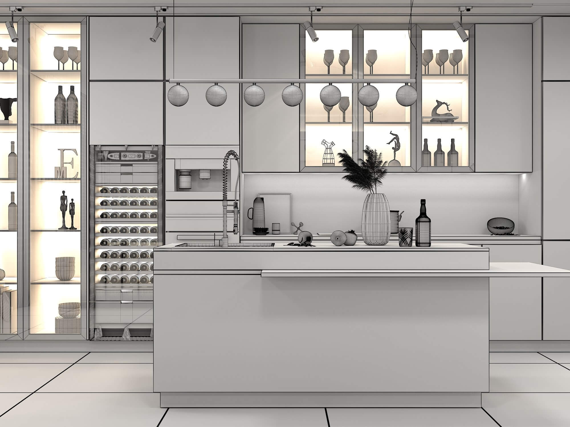 Living Room and Kitchen Scene - 3D Model by nhattuankts