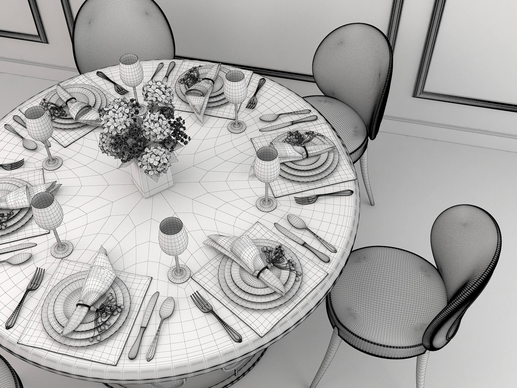 Luxury Dining Table and Chairs 3 - 3D Model by nhattuankts