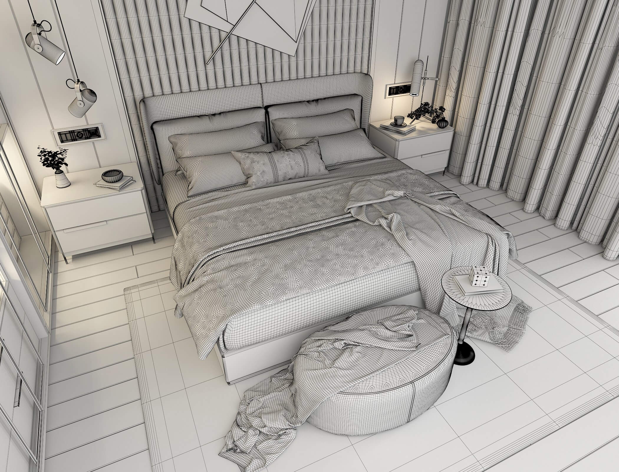 Modern Bedroom Interior Scene 11 - 3D Model by nhattuankts