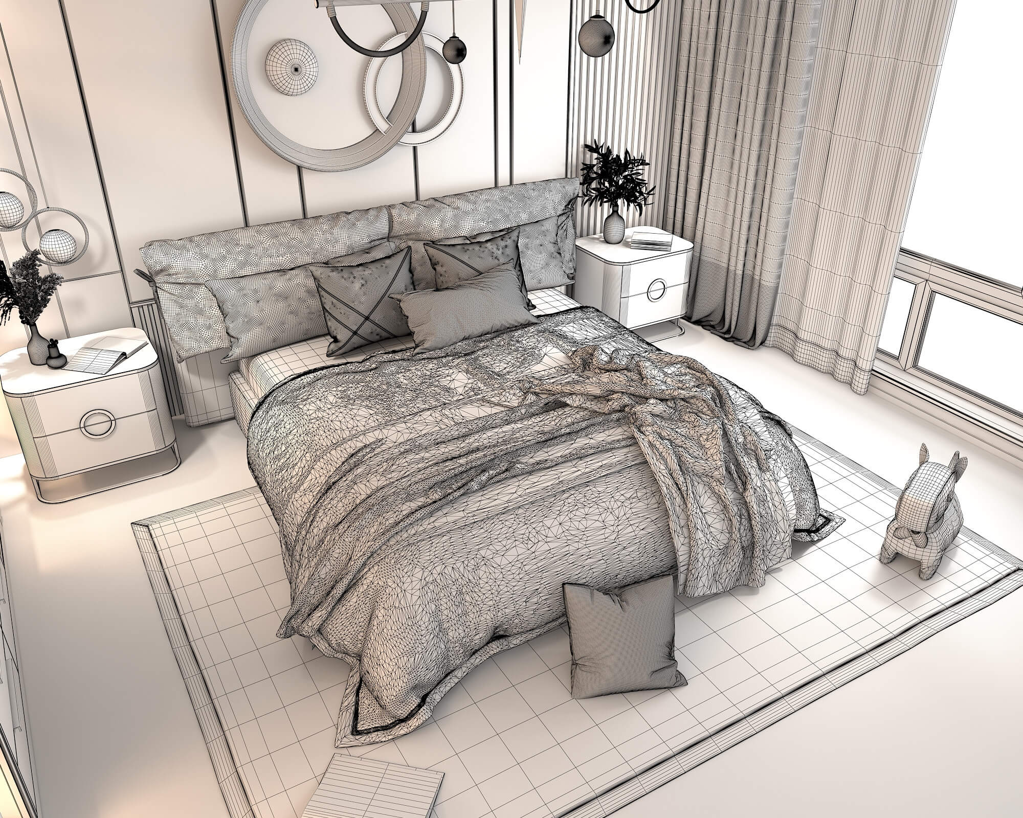 Modern Bedroom Interior Scene 23 - 3D Model by nhattuankts