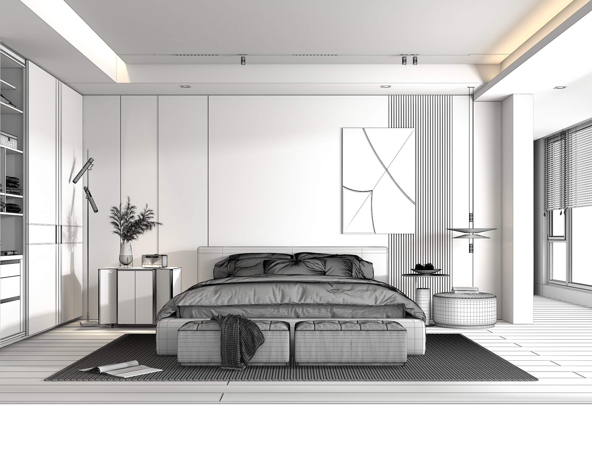 Modern Bedroom Interior Scene 24 - 3D Model by nhattuankts