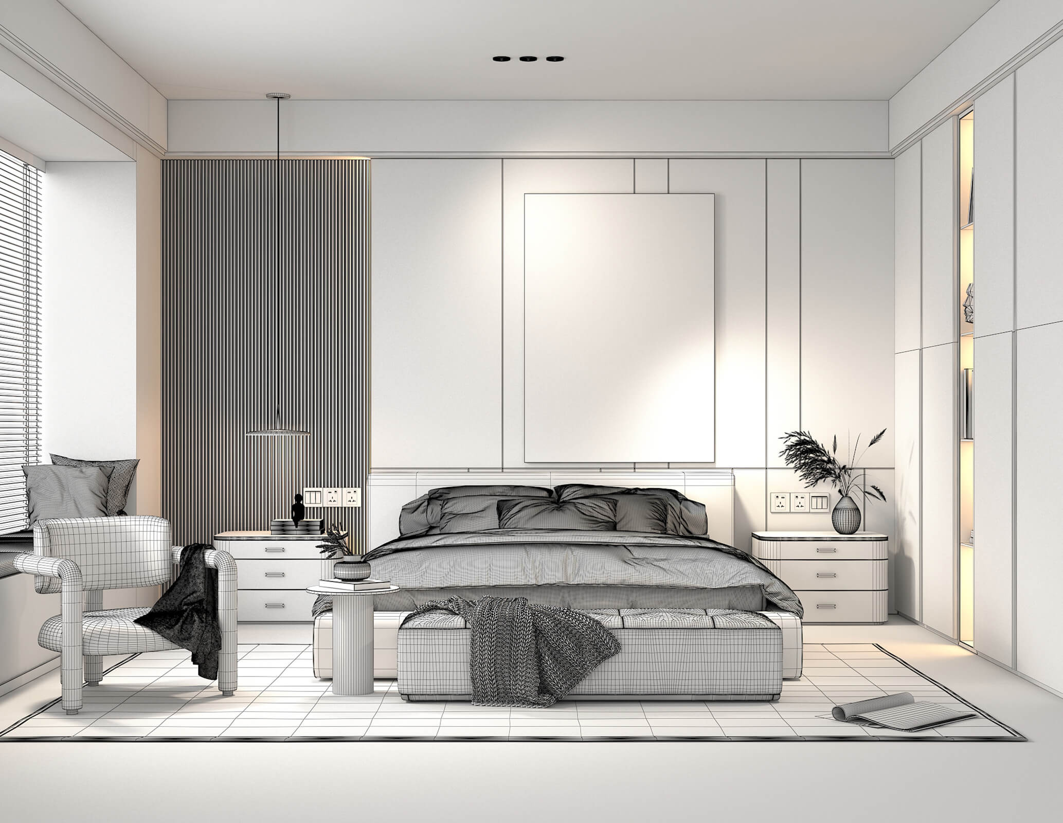 Modern Bedroom Interior Scene 25 - 3D Model by nhattuankts