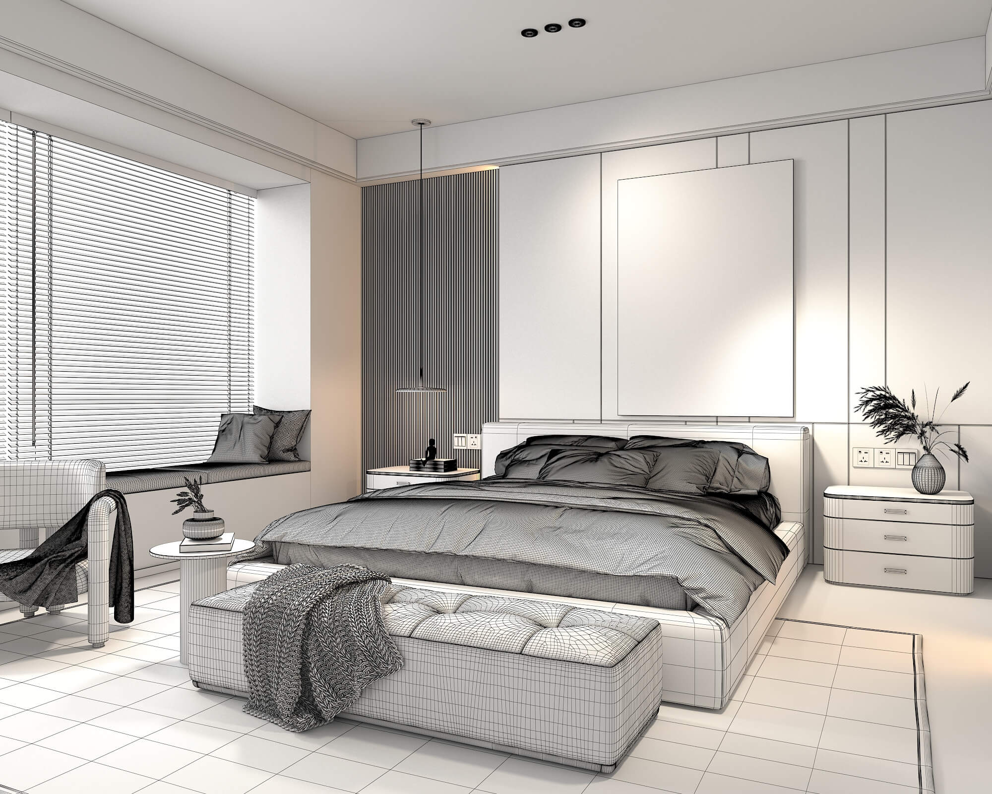 Modern Bedroom Interior Scene 25 - 3D Model by nhattuankts