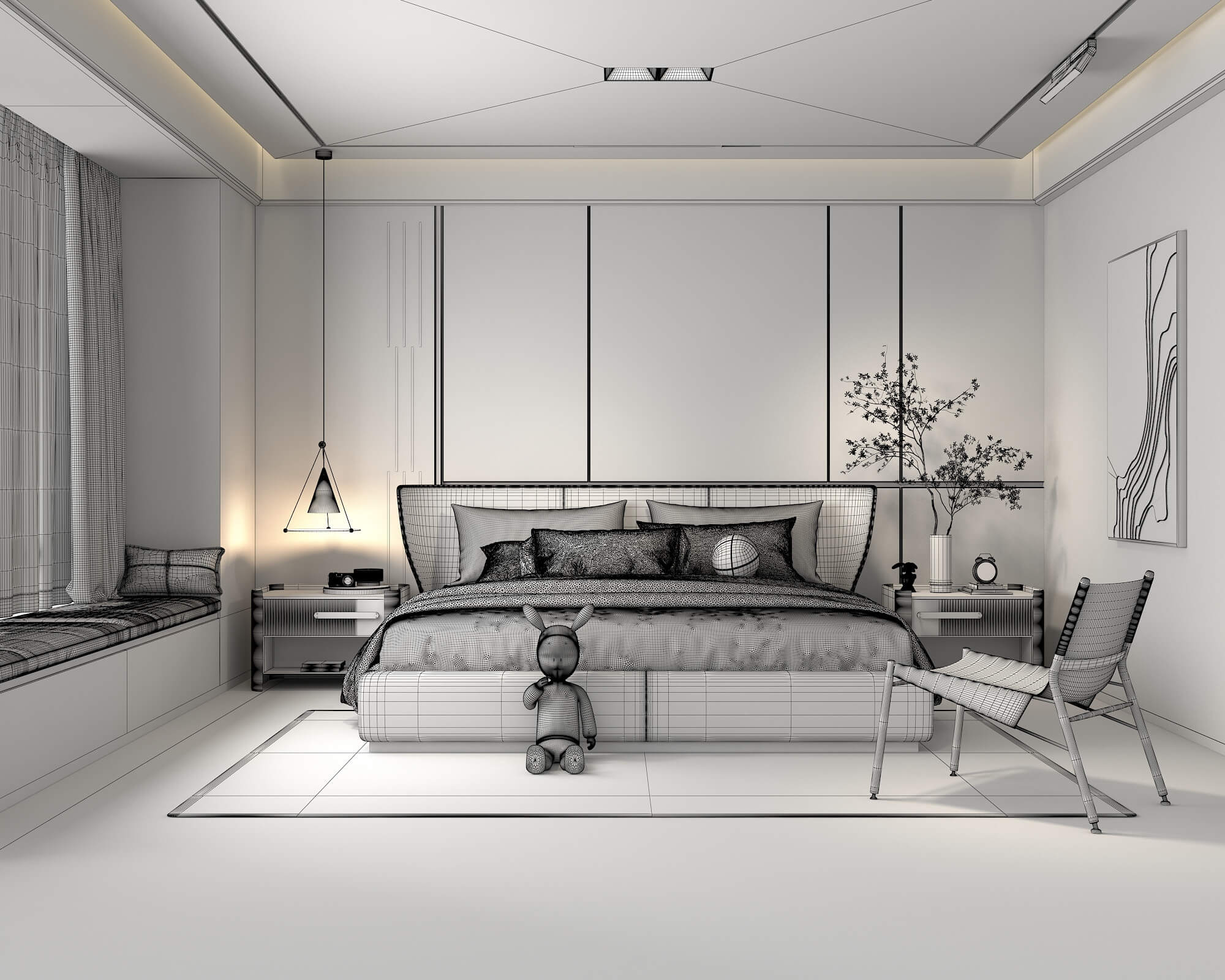 Modern Bedroom Interior Scene 26 - 3D Model by nhattuankts
