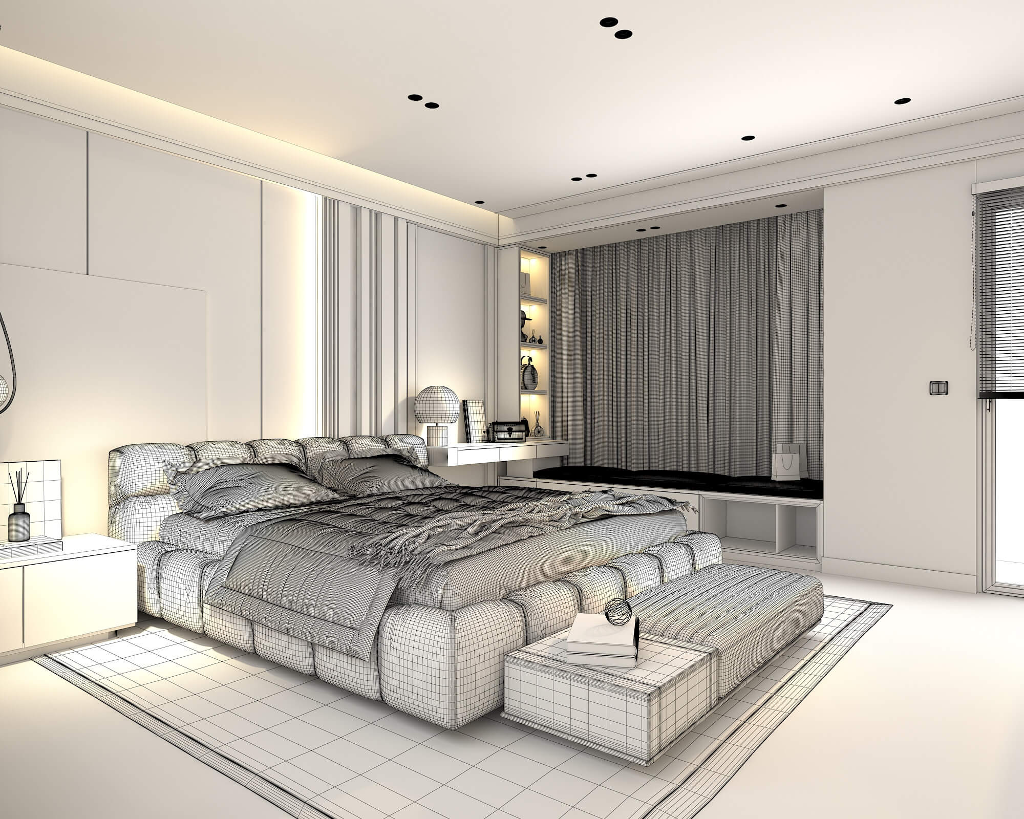 Modern Bedroom Interior Scene 27 - 3D Model by nhattuankts