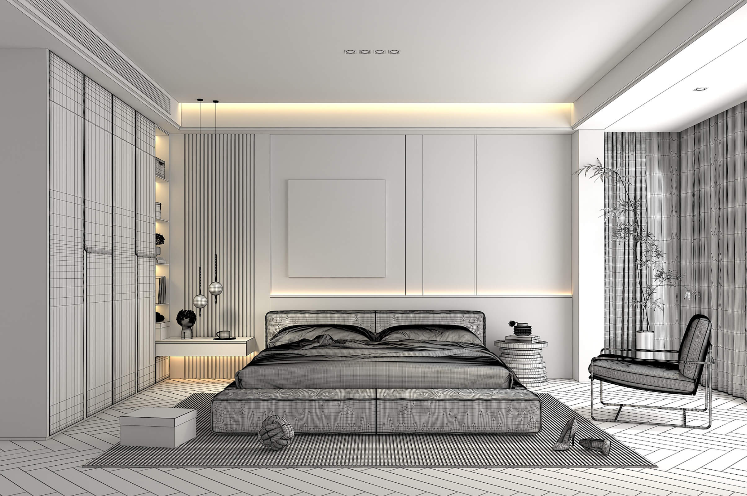 Modern Bedroom Interior Scene 28 - 3D Model by nhattuankts
