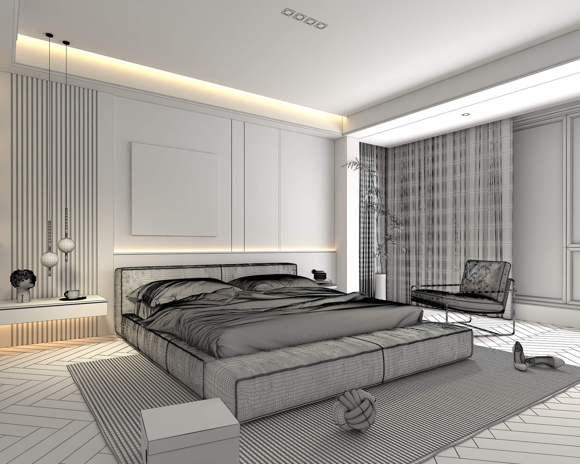 Modern Bedroom Interior Scene 28 - 3D Model by nhattuankts