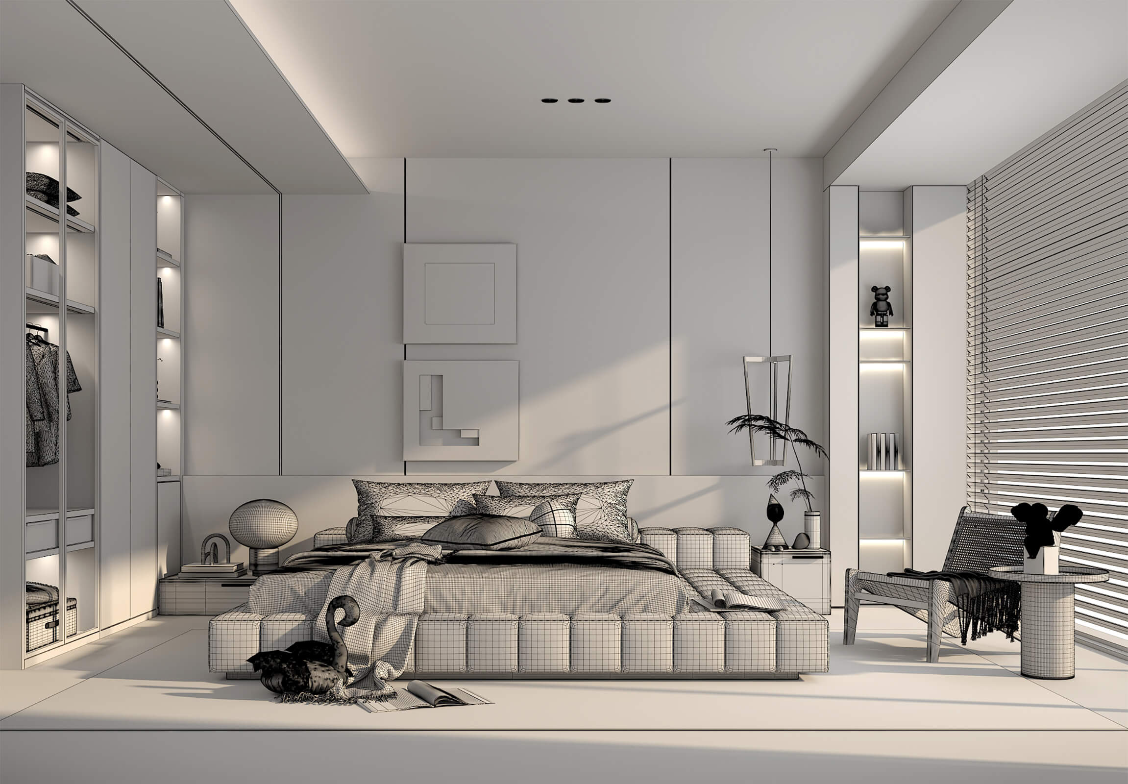 Modern Bedroom Interior Scene 33 - 3D Model by nhattuankts
