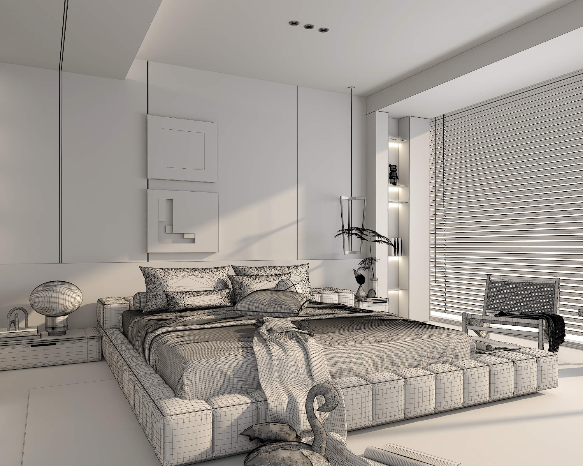 Modern Bedroom Interior Scene 33 - 3D Model by nhattuankts