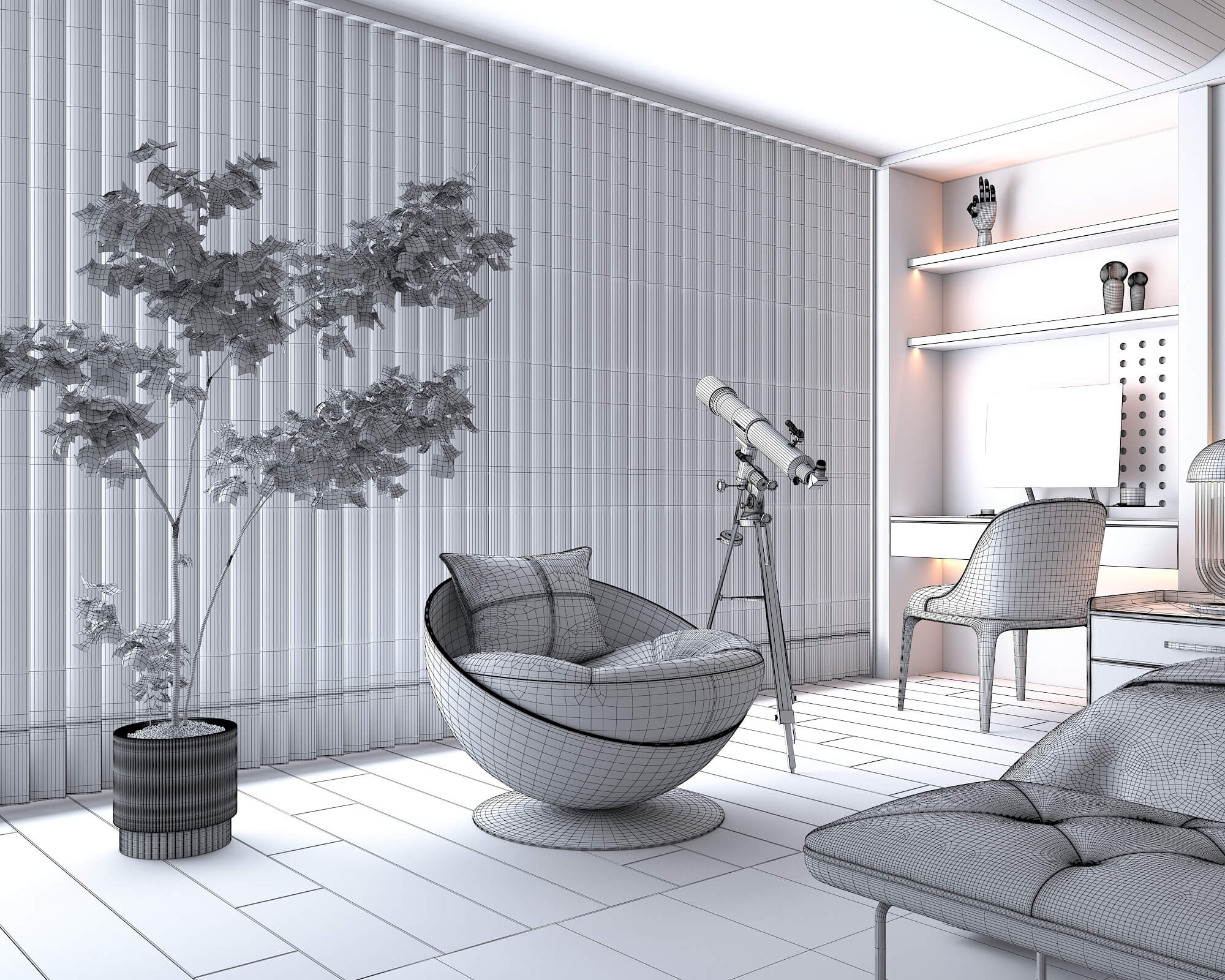 Modern Bedroom Interior Scene 34 - 3D Model by nhattuankts
