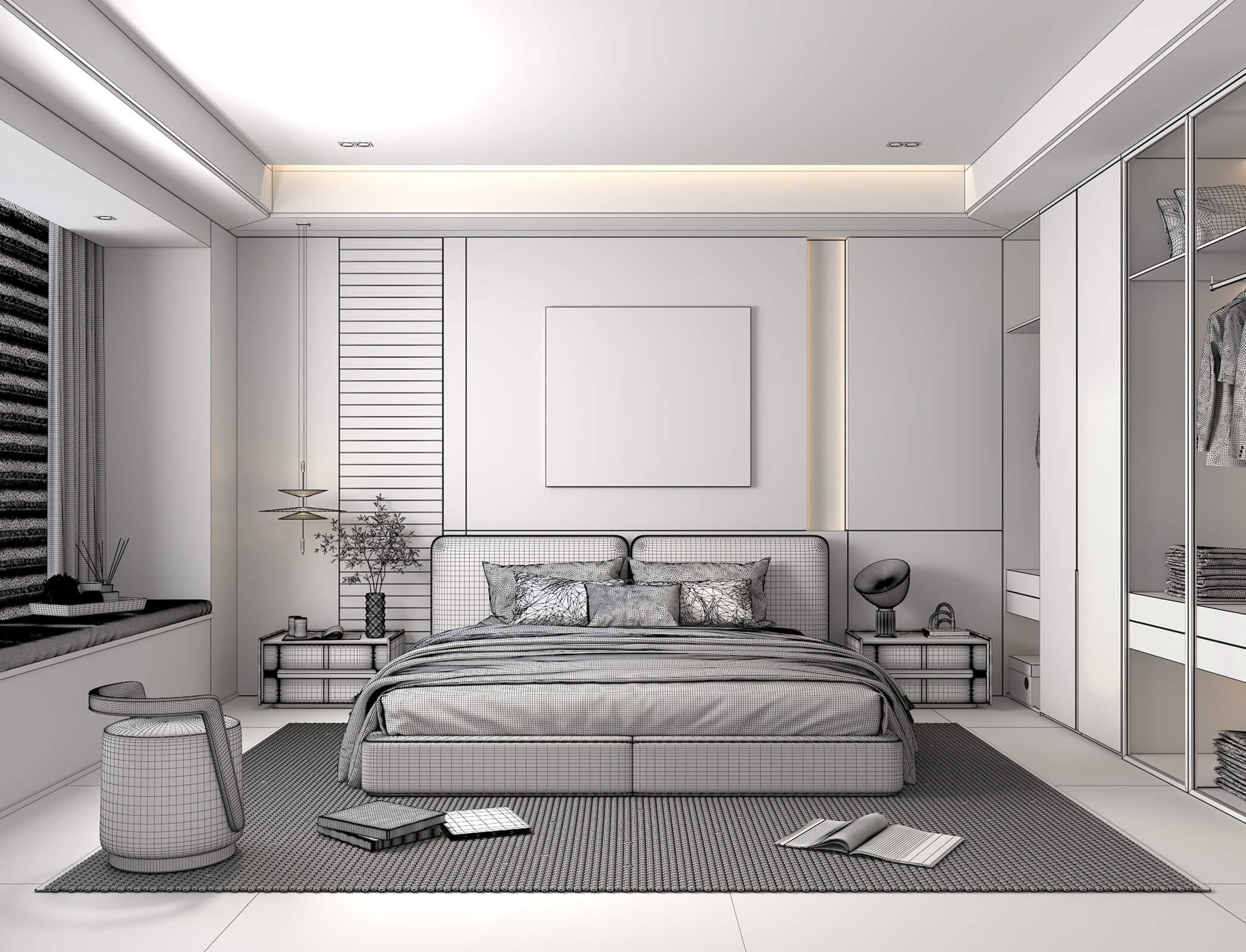 Modern Bedroom Scene 40 - 3D Model by nhattuankts
