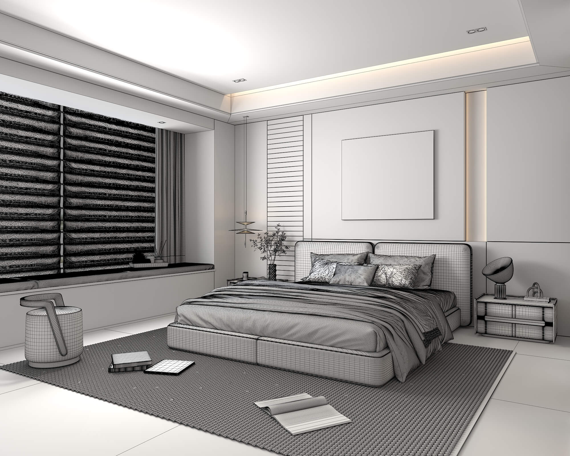 Modern Bedroom Scene 40 - 3D Model by nhattuankts