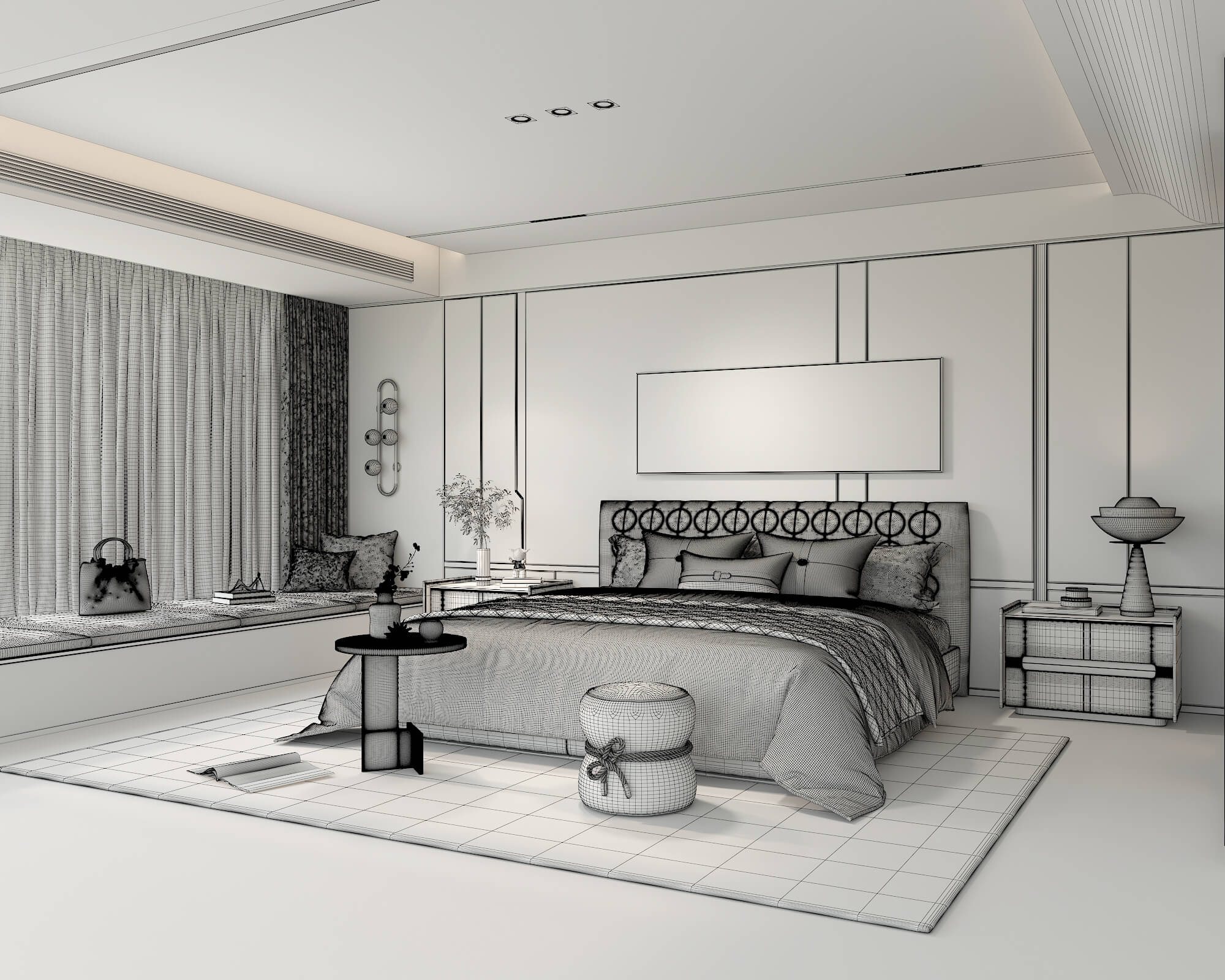 Modern Bedroom Scene 45 - 3D Model by nhattuankts