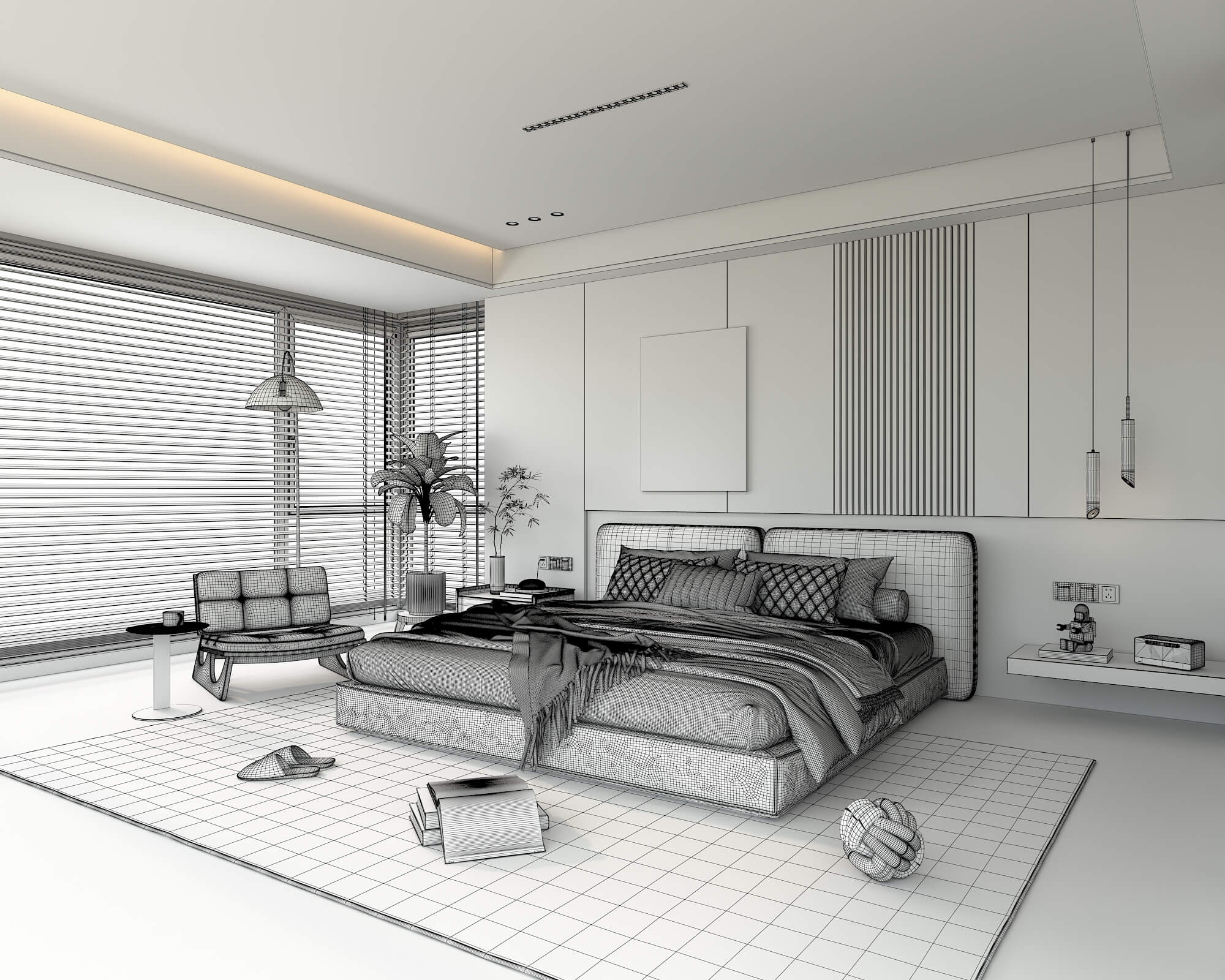 Modern Bedroom Scene 46 - 3D Model by nhattuankts
