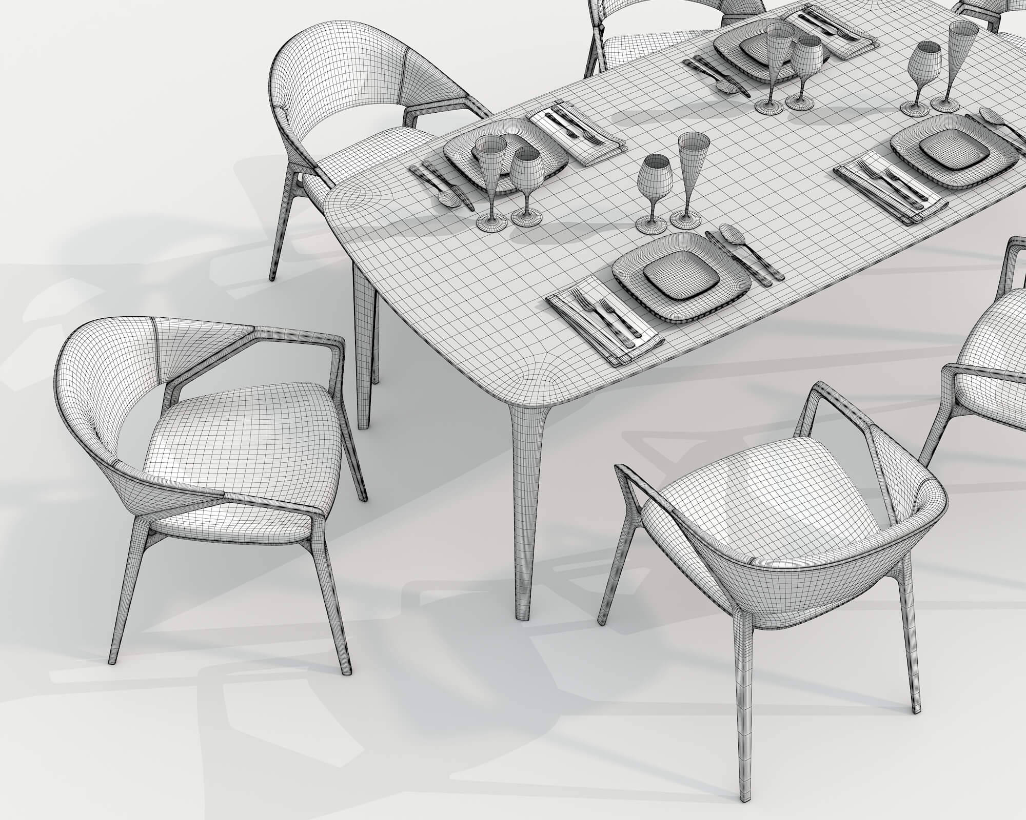 Modern Dining Table and Chairs 42 - 3D Model by nhattuankts