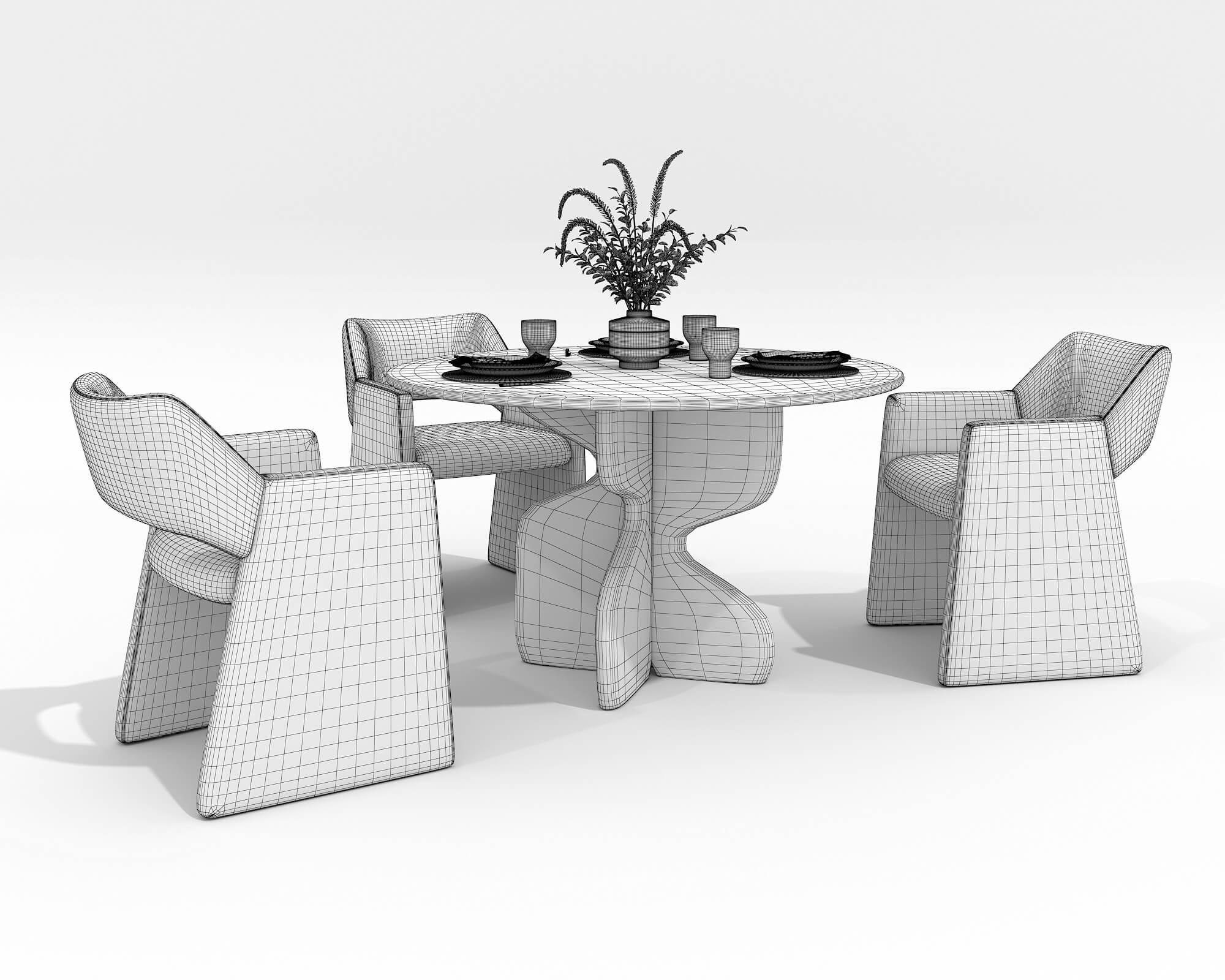 Modern Dining Table and Chairs 44 - 3D Model by nhattuankts