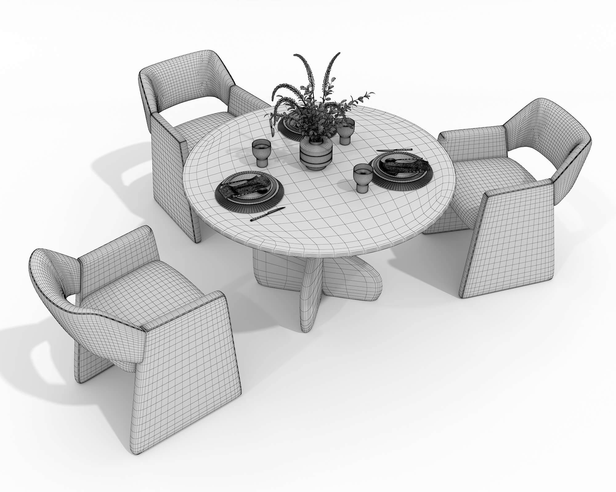 Modern Dining Table and Chairs 44 - 3D Model by nhattuankts