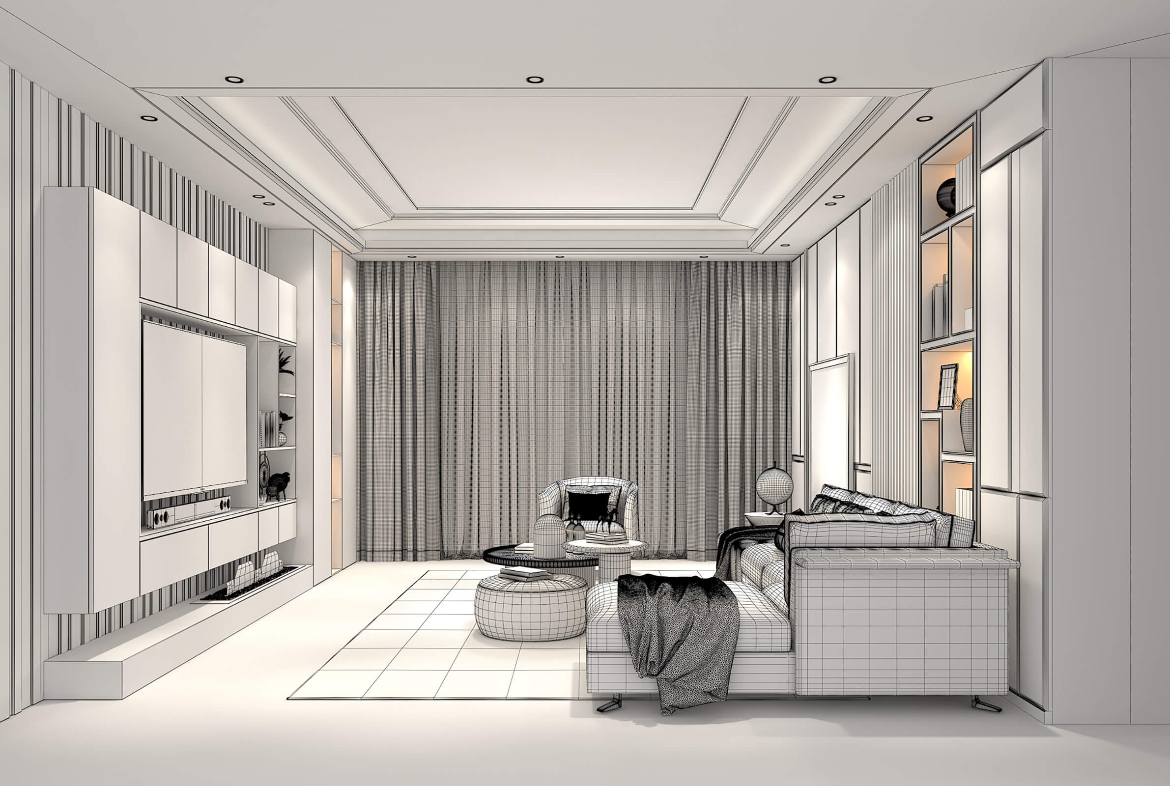 Modern Living Room Scene 4 - 3D Model by nhattuankts