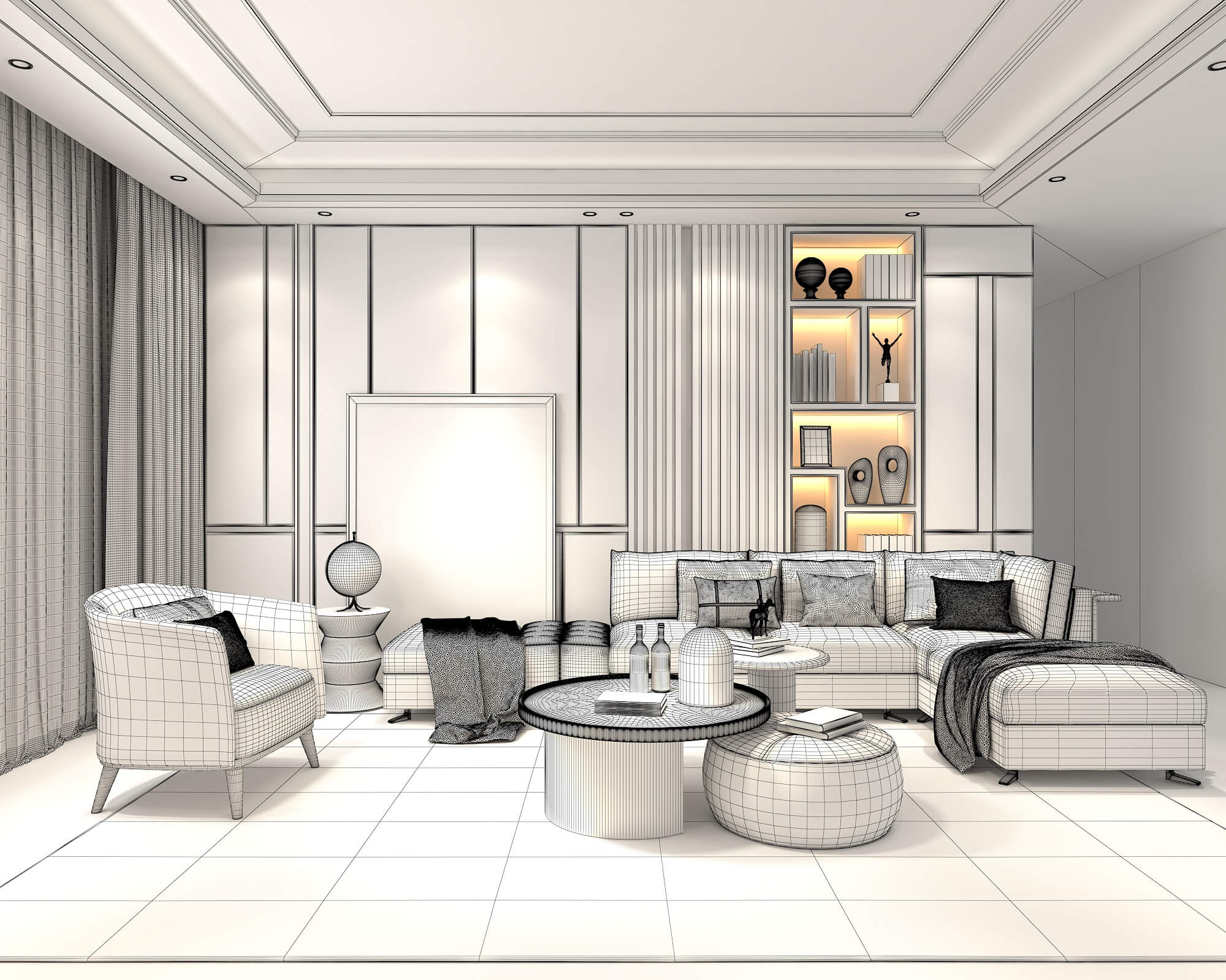 Modern Living Room Scene 4 - 3D Model by nhattuankts