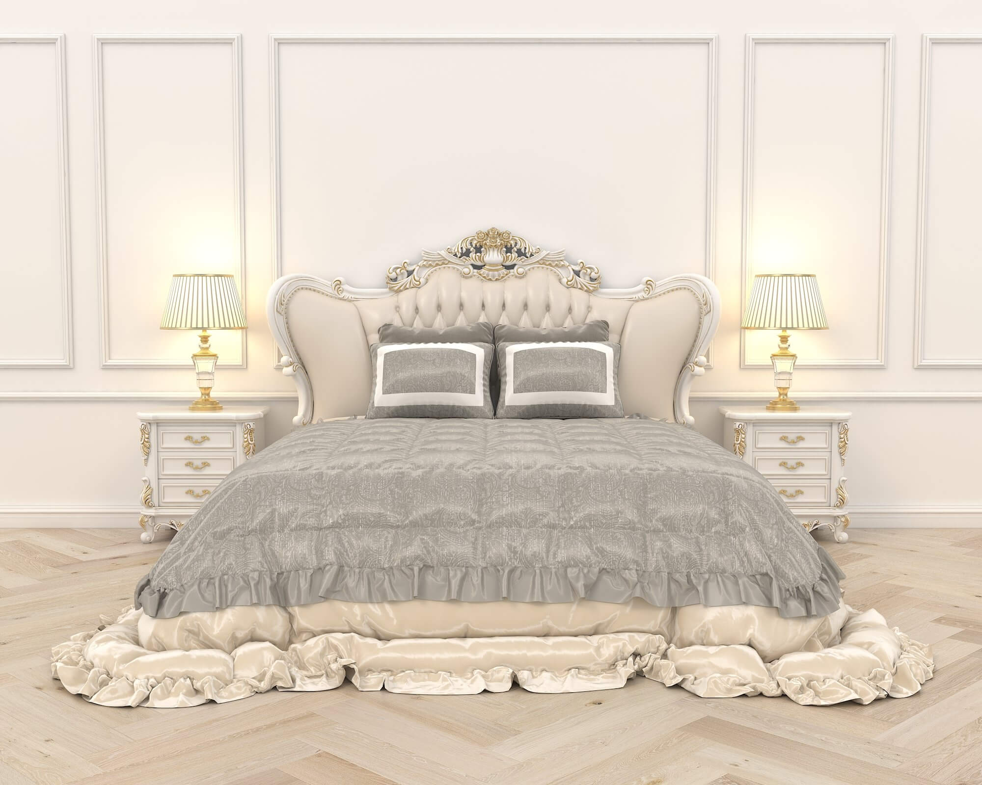 Neoclassical Style Bed 2 - 3D Model by nhattuankts