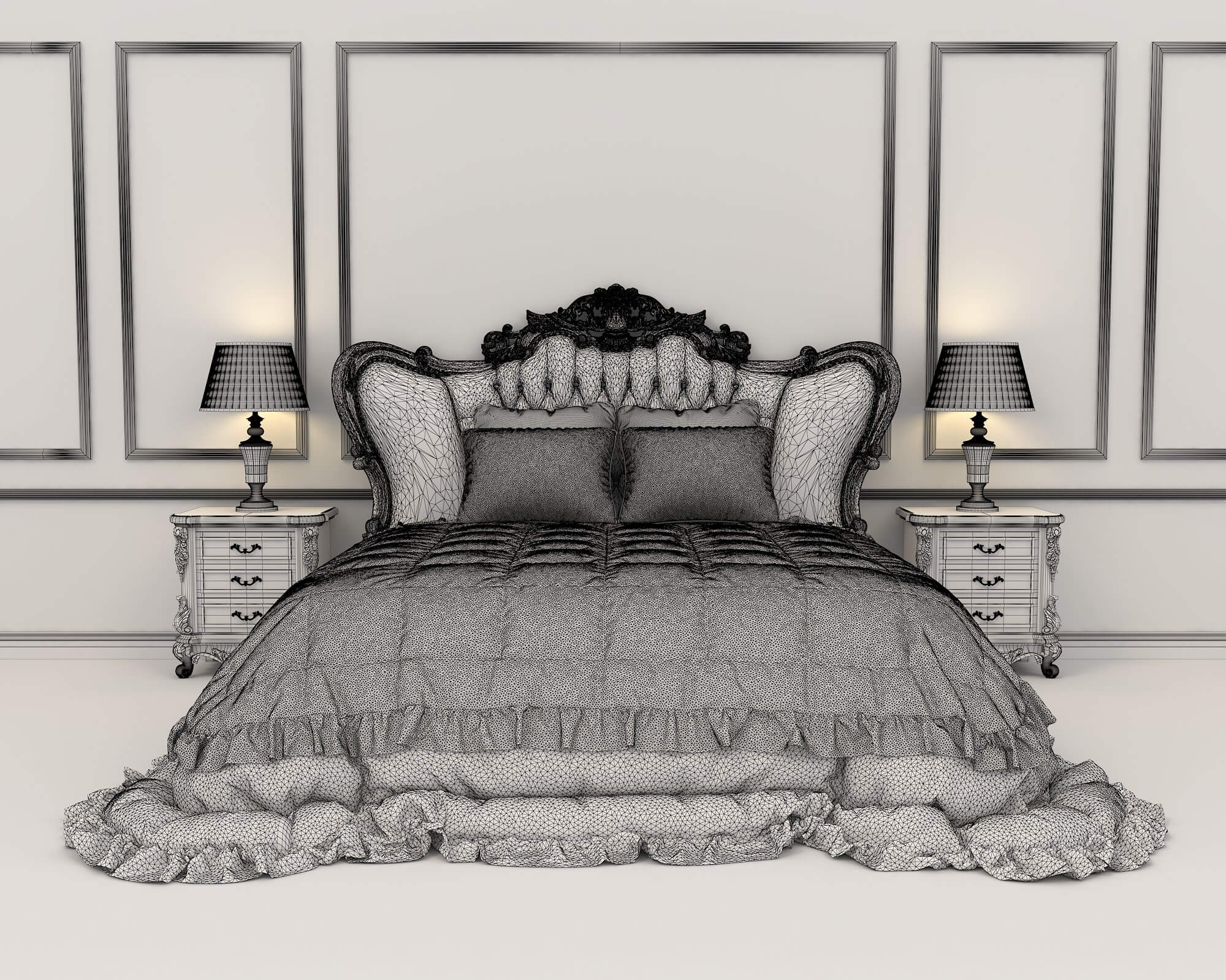 Neoclassical Style Bed 2 - 3D Model by nhattuankts