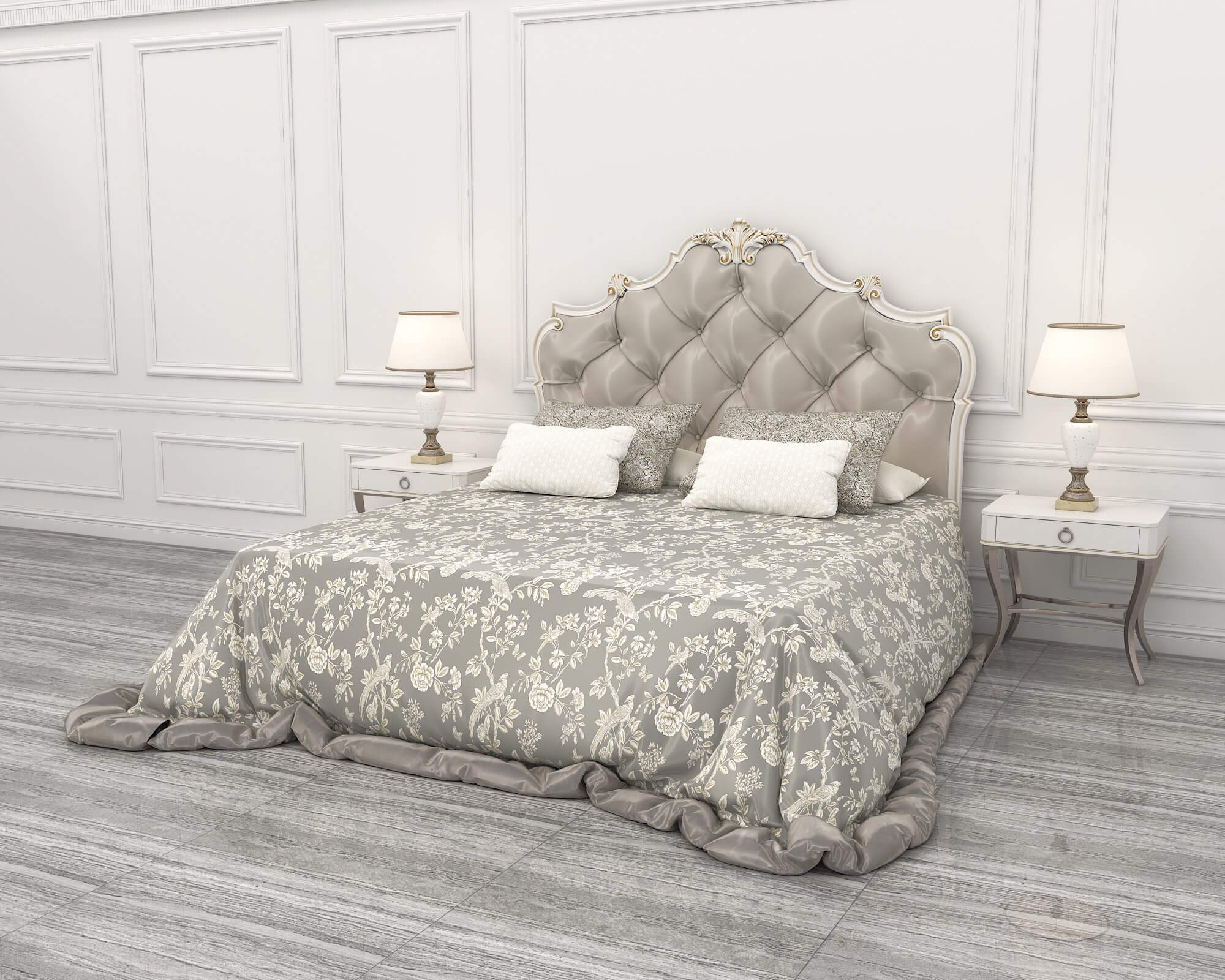Neoclassical Style Bed - 3D Model by nhattuankts