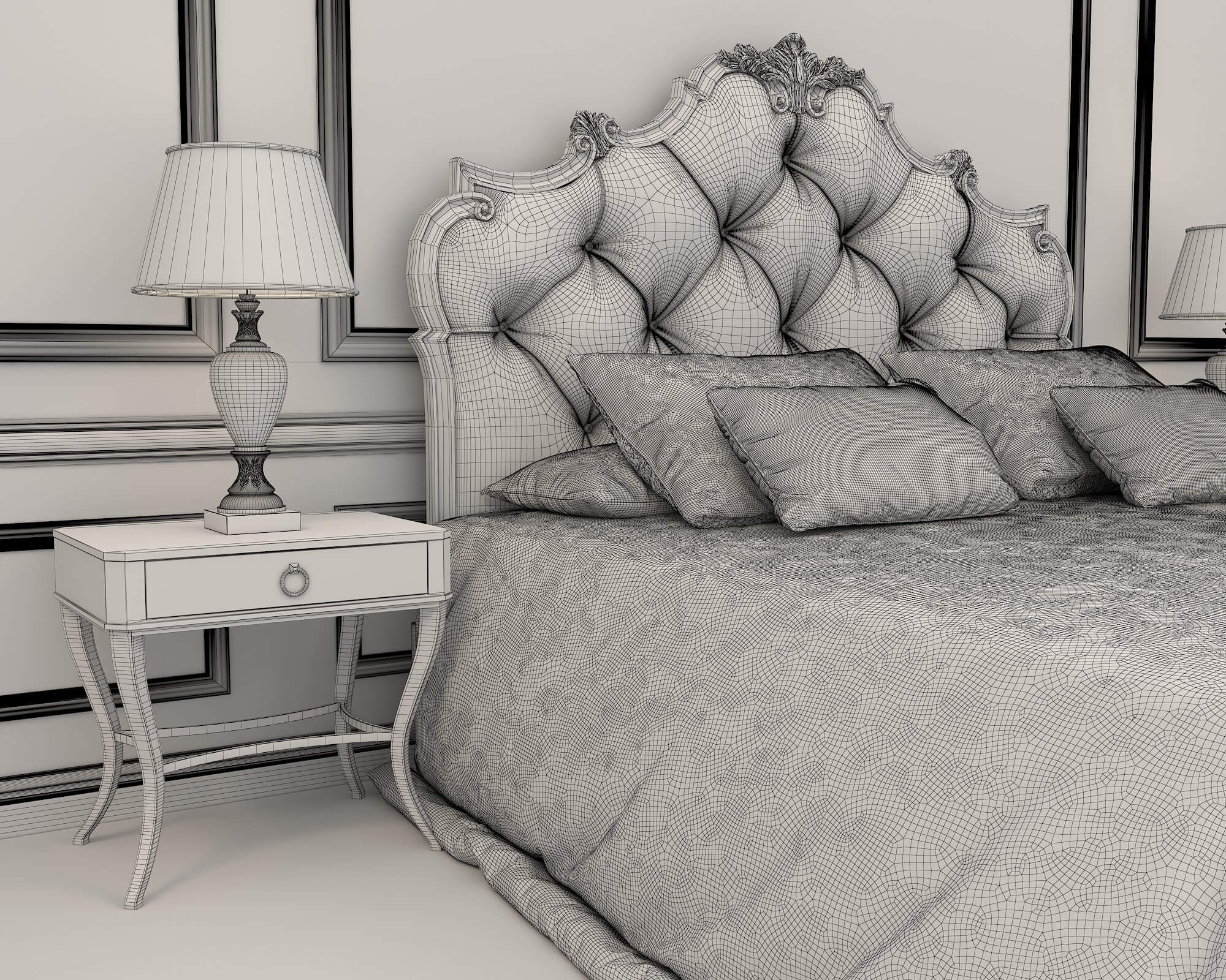 Neoclassical Style Bed - 3D Model by nhattuankts