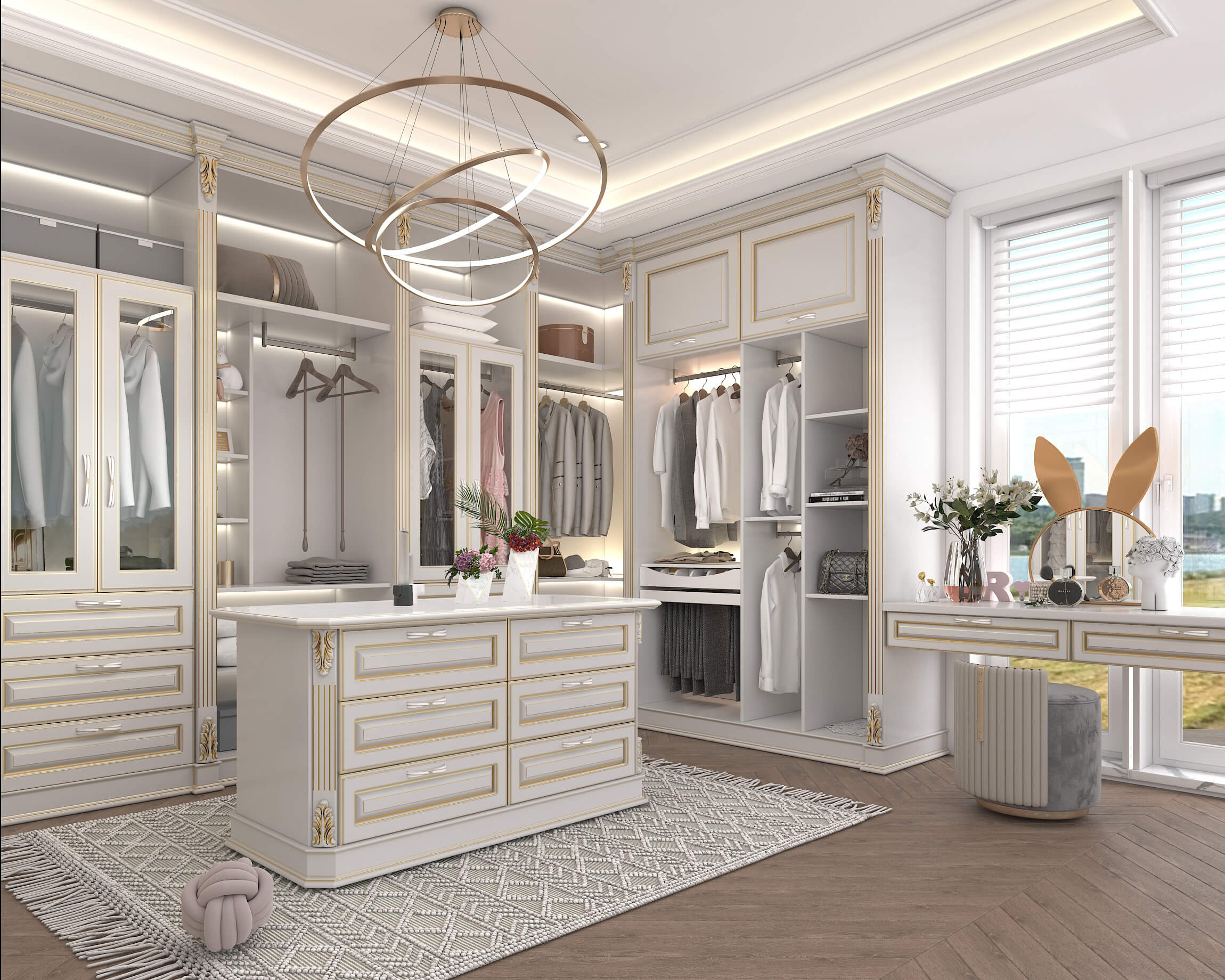 Neoclassical Style Walk-in Closet 3D Model by nhattuankts