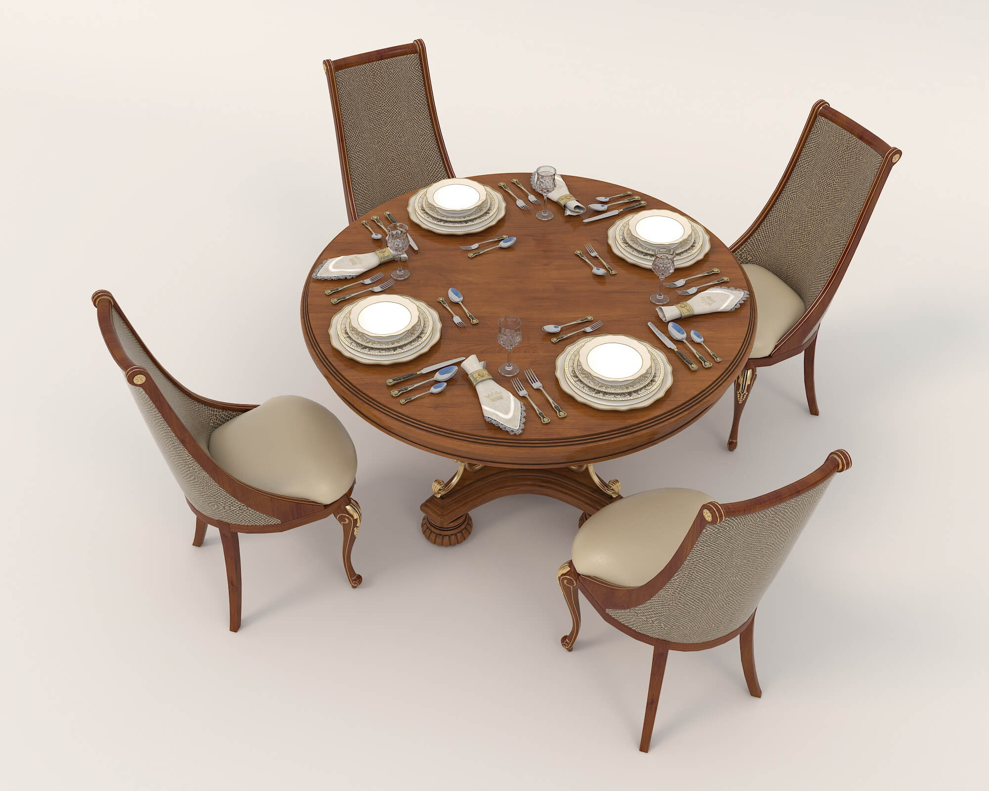Restaurant Dining Table and Chairs 2 - 3D Model by nhattuankts