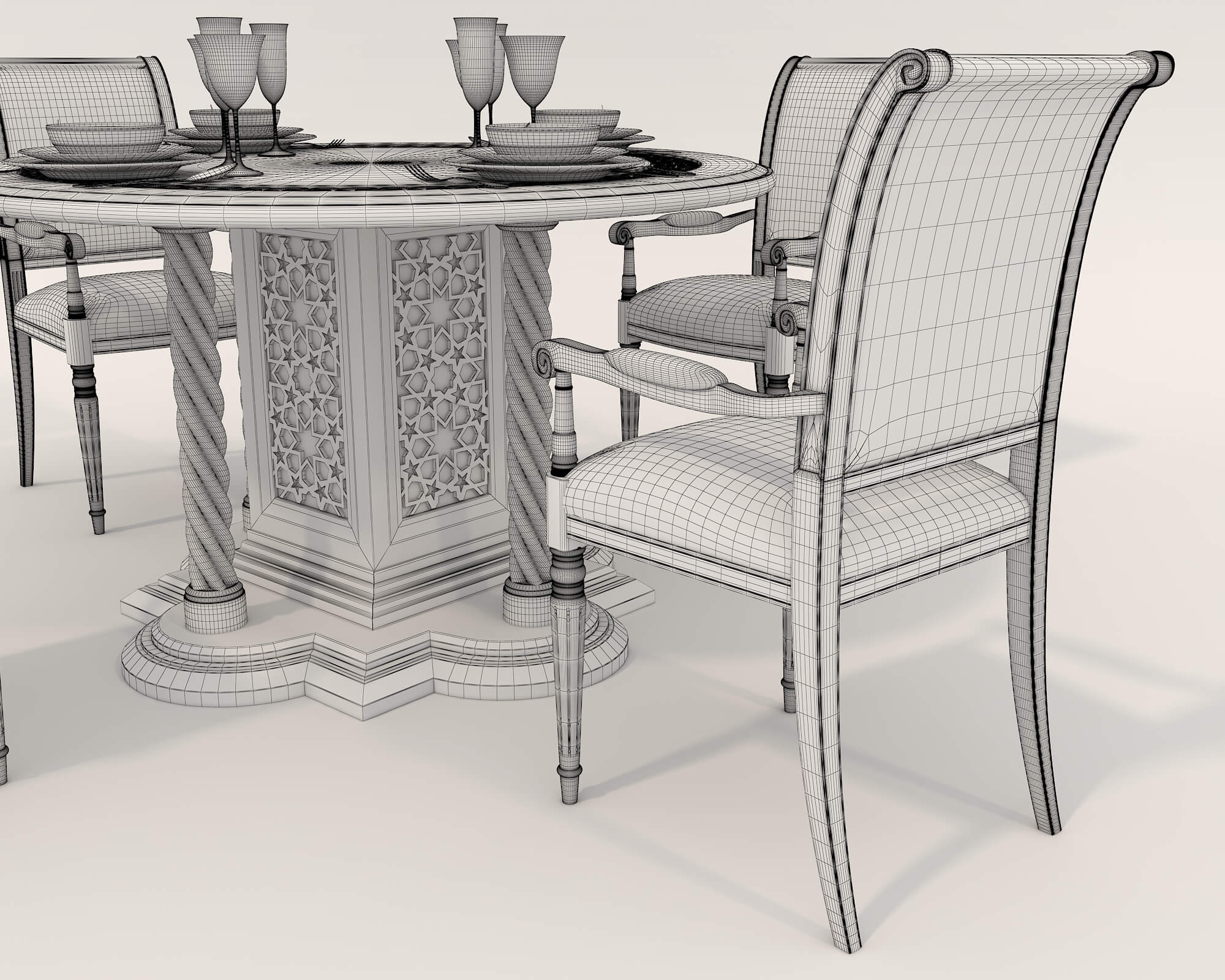 Restaurant Dining Table and Chairs 3 - 3D Model by nhattuankts