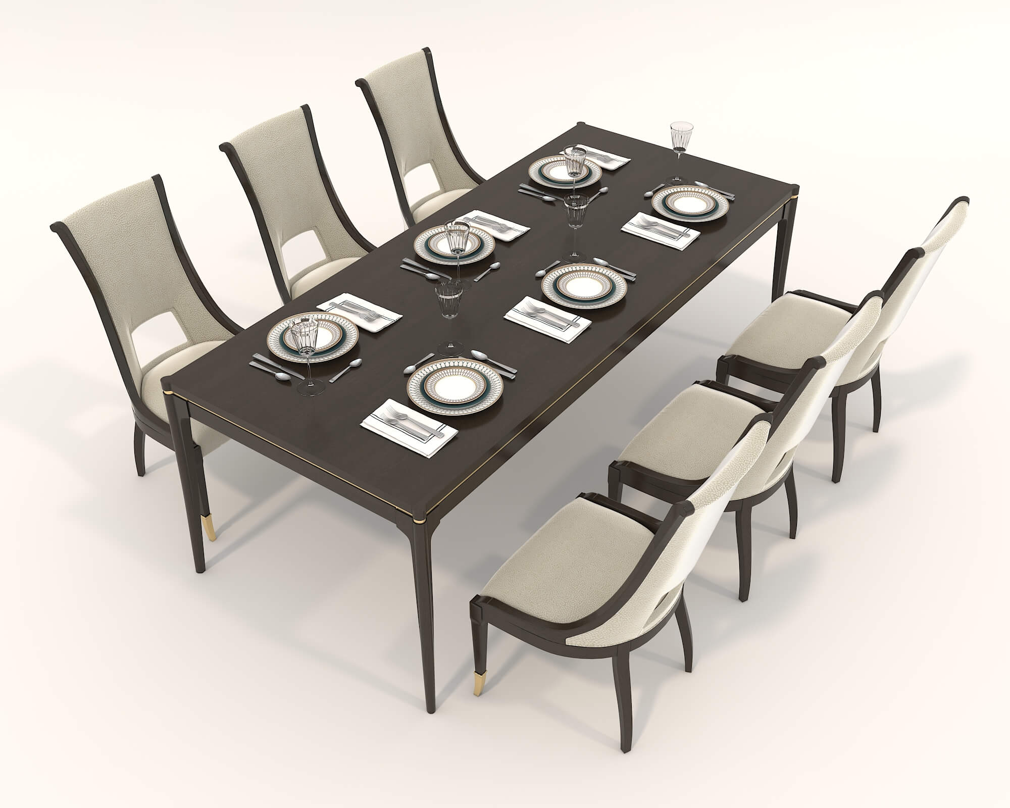 Restaurant Dining Table and Chairs 4 - 3D Model by nhattuankts
