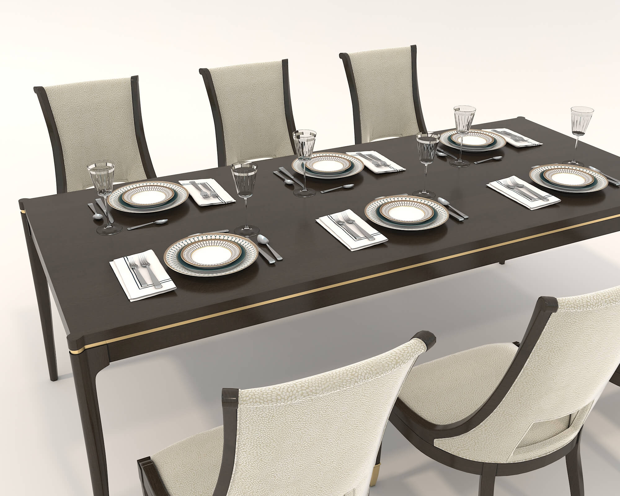 Restaurant Dining Table and Chairs 4 - 3D Model by nhattuankts