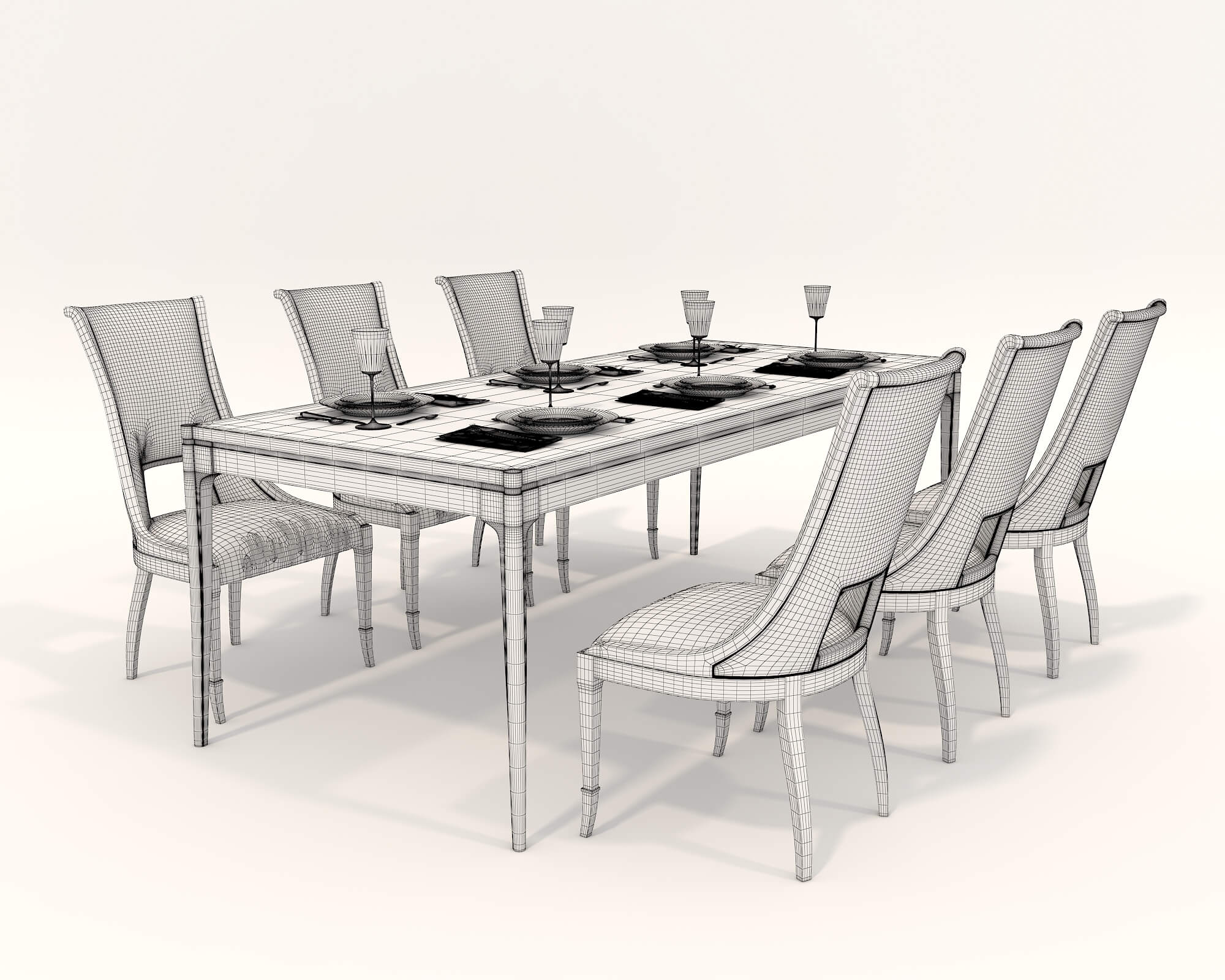 Restaurant Dining Table and Chairs 4 - 3D Model by nhattuankts